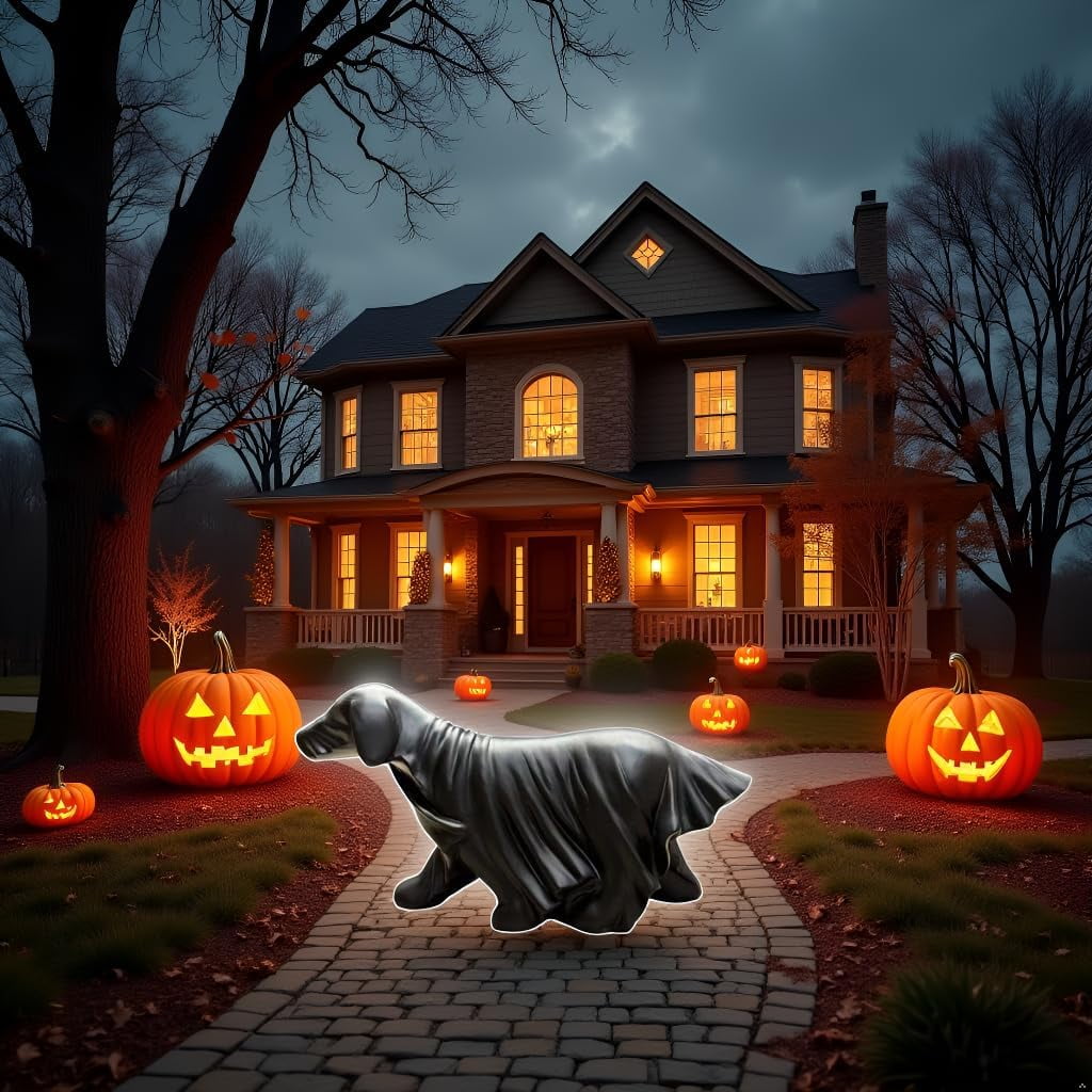2025 Halloween Outdoor Decorations Ghost Dog Figurine, 3D Spooky Ghosts ...