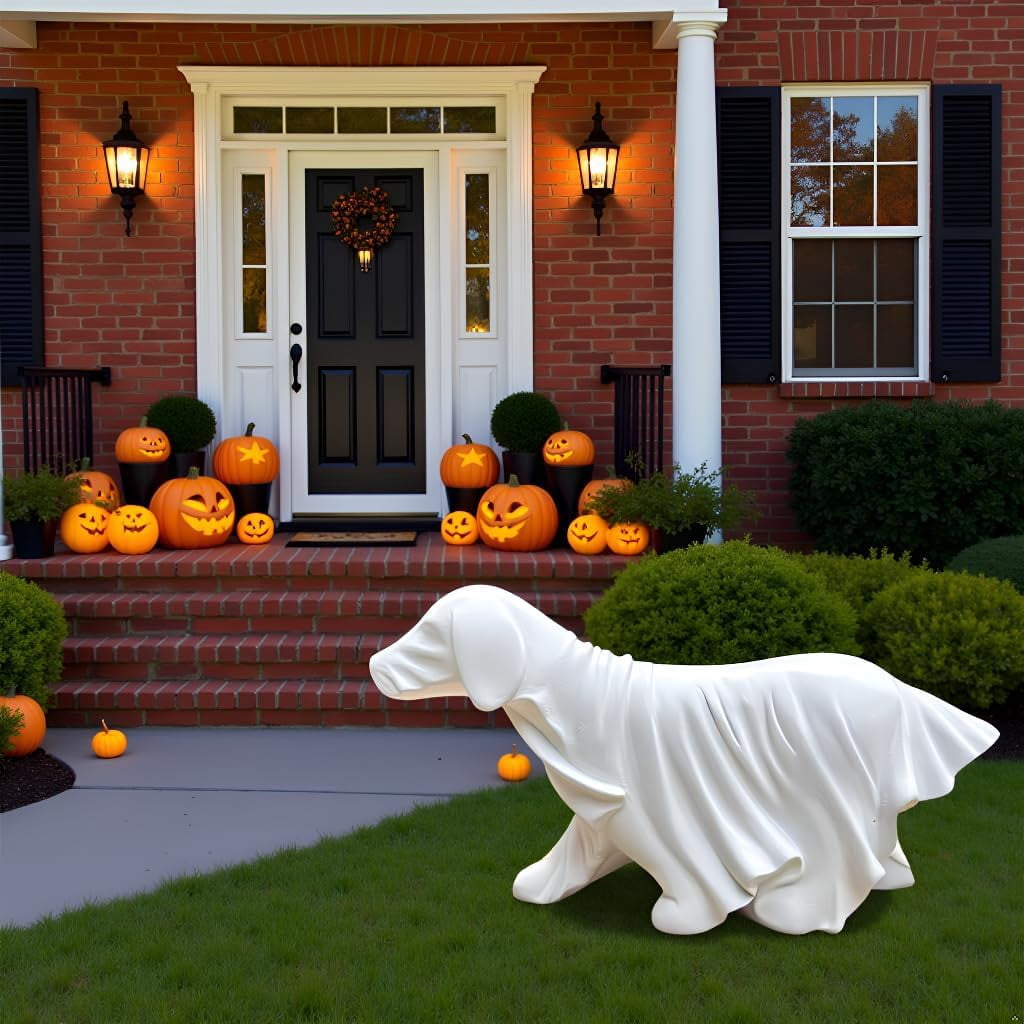 2025 Halloween Outdoor Decorations Ghost Dog Figurine, 3D Spooky Ghosts ...