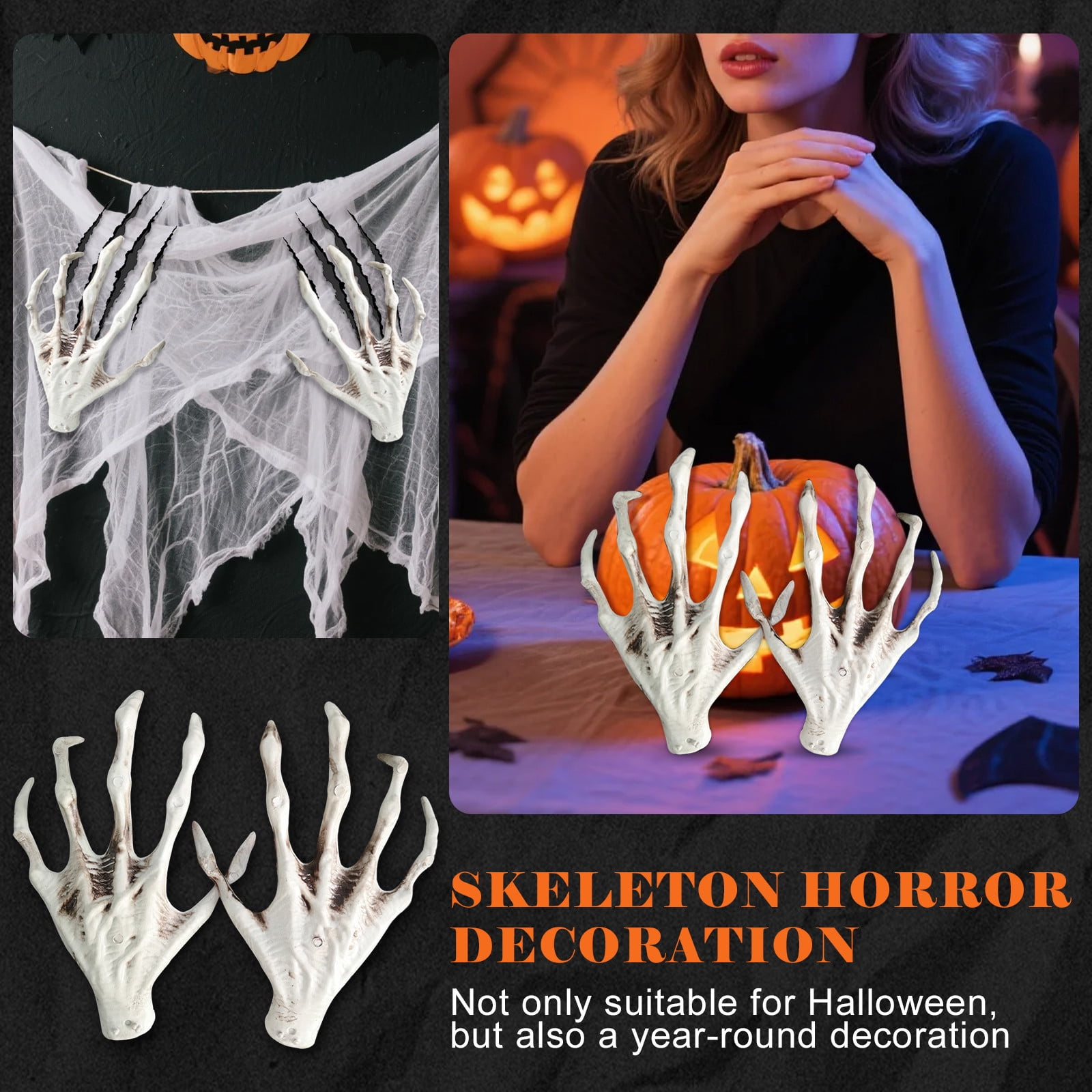 2025 Halloween Skeleton Hands Plastic Fake Human Hands Realistic ...