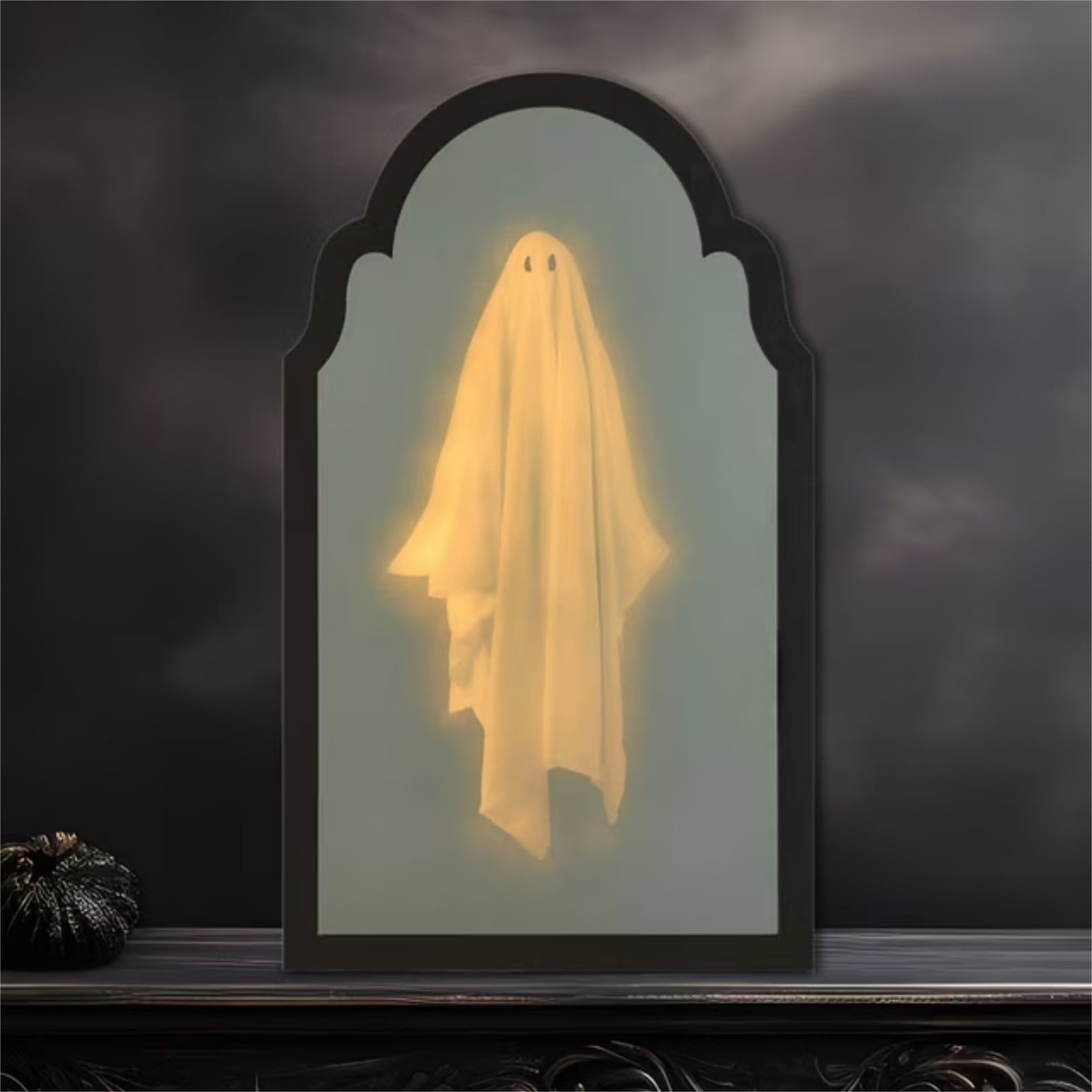 2025 Halloween Spooky Ghost Hologram Mirror, Novelty LED Ghost Decor ...