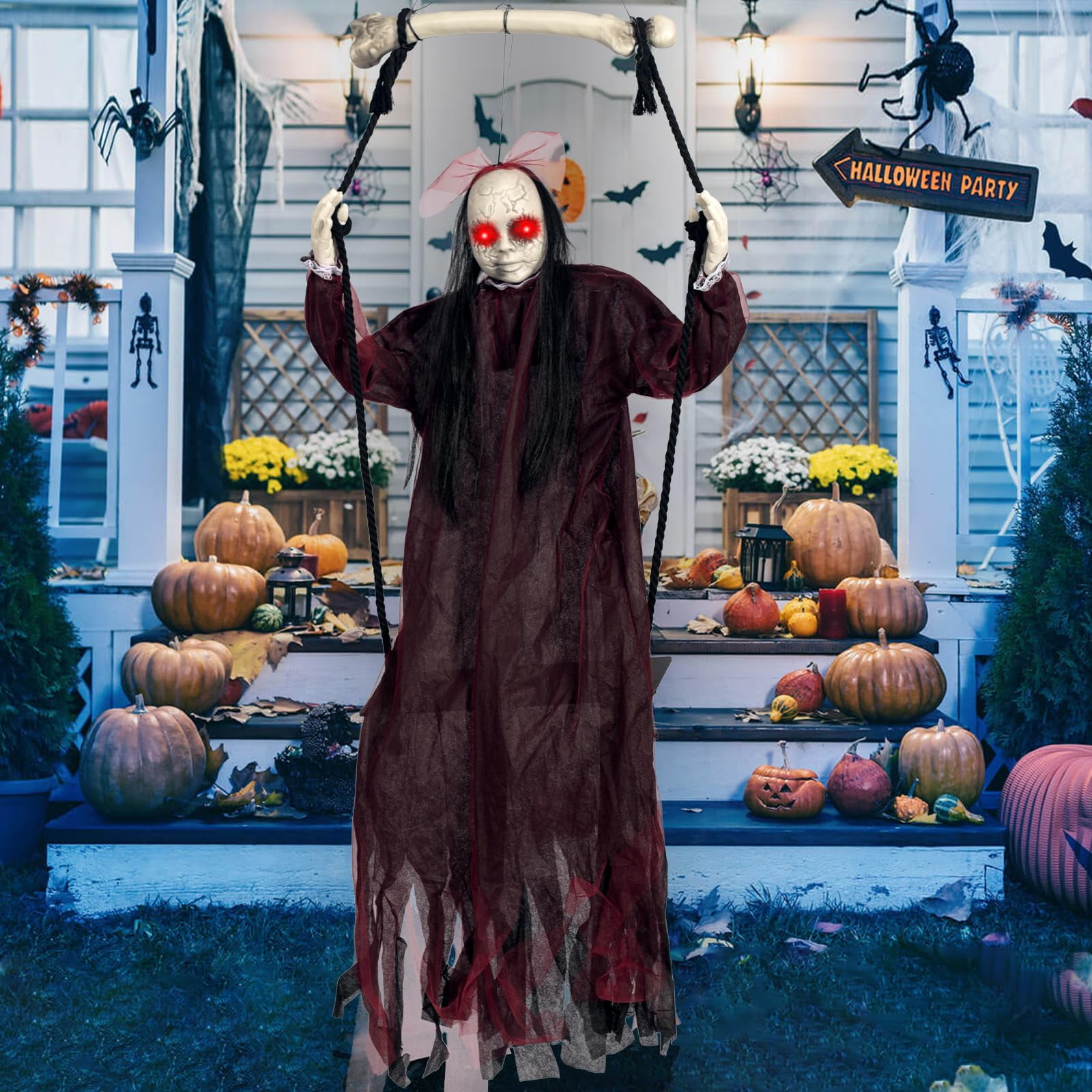 2025 Halloween Spooky Swing Red Robe Ghosts - Hanging Horror Prop with ...