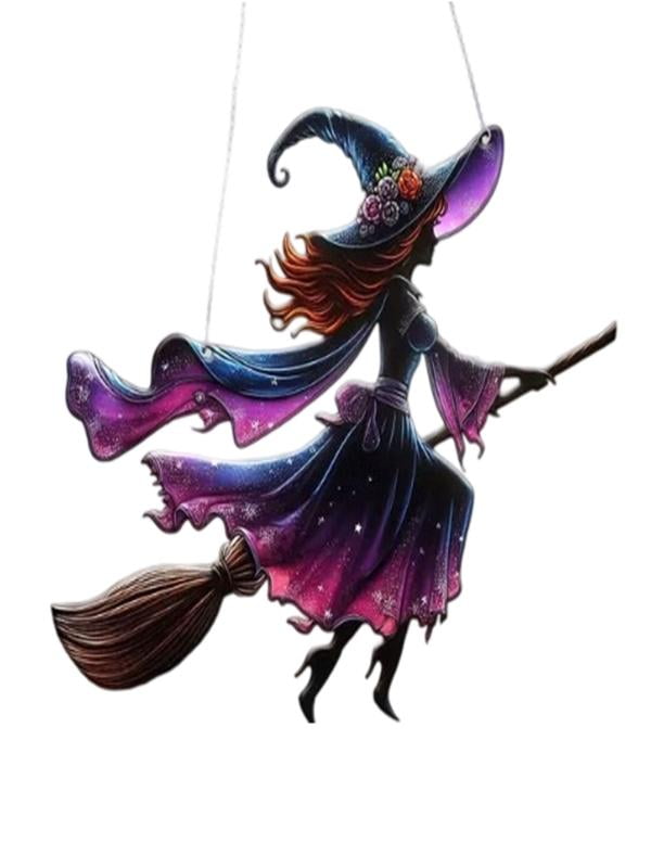 2025 Halloween Witch Decor Ornament - Acrylic Window Hanging, Witch ...