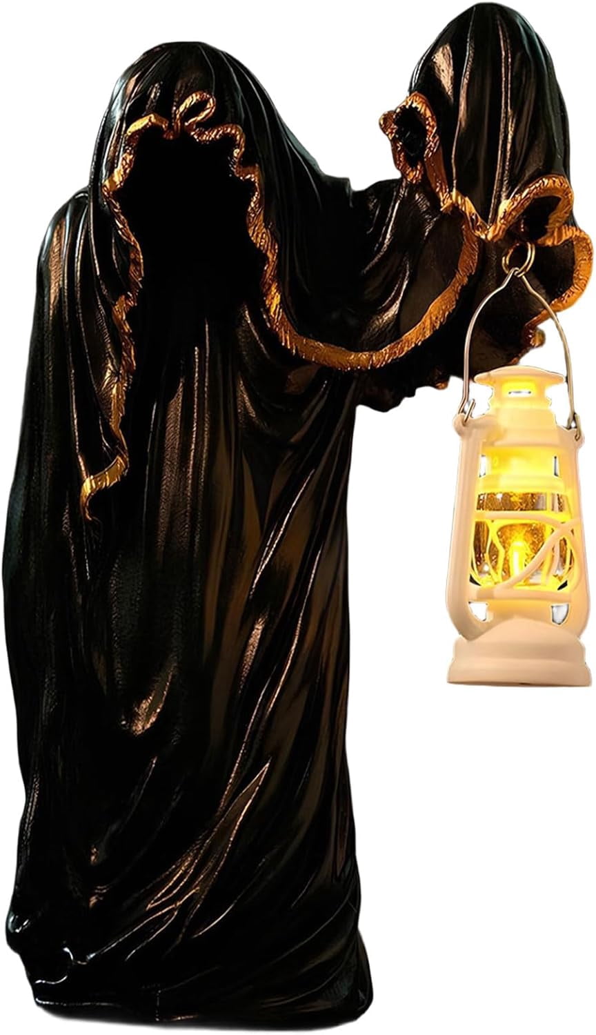 2025 Handcrafted Ghost Wizard Lantern Ornament, Ghost Wizard Holding a ...