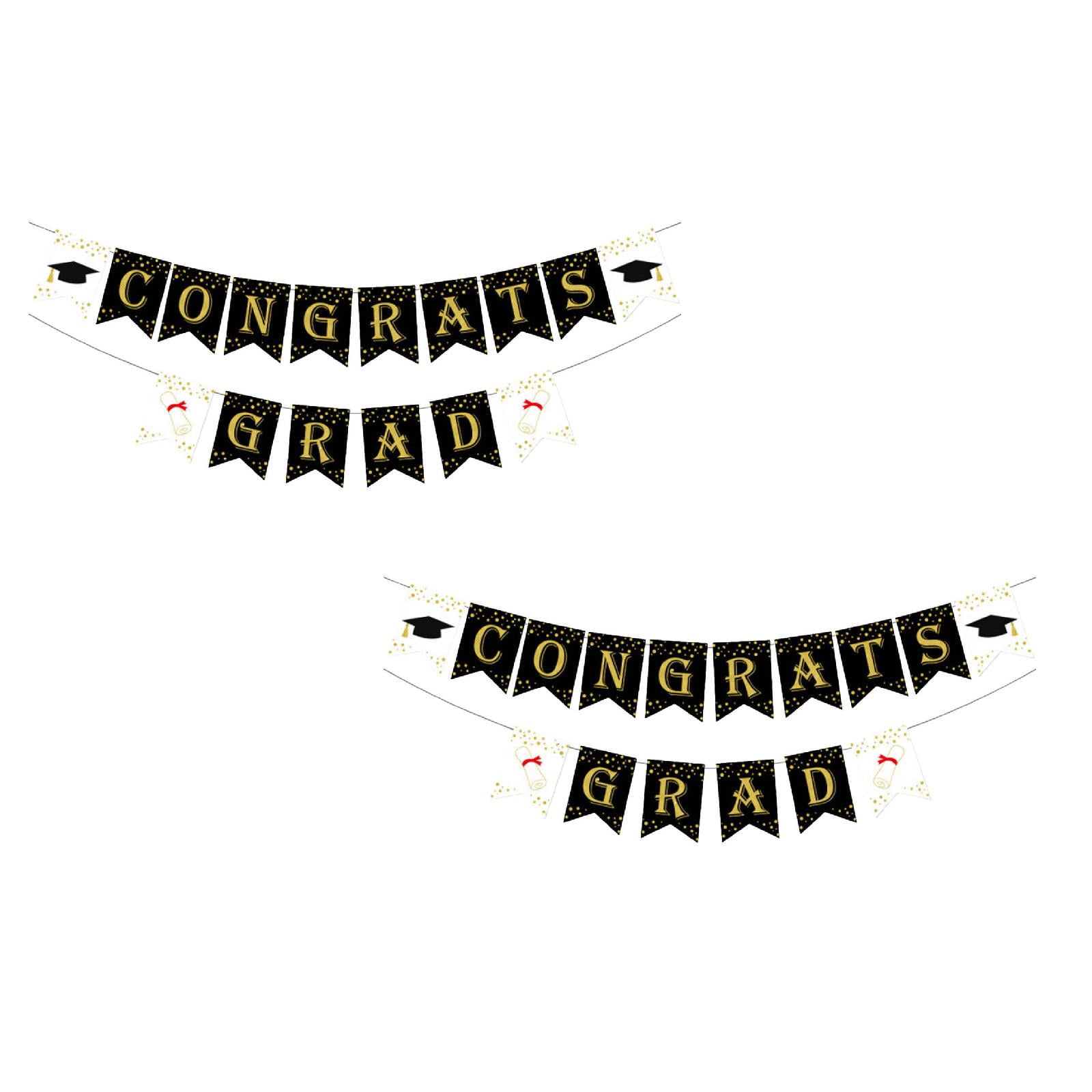 2025 Happy Graduation Banner Glitter Graduation Hats Banners Garlands ...