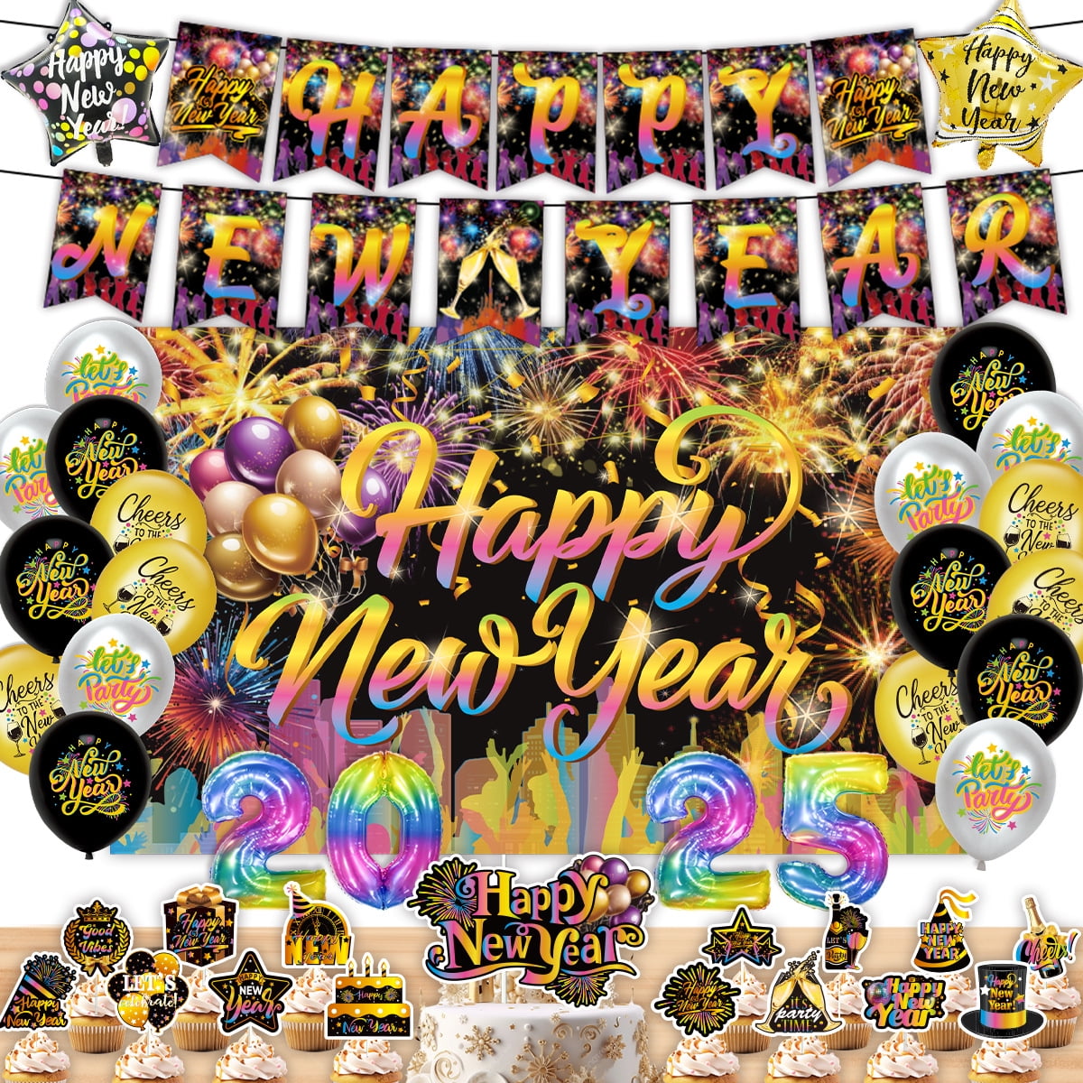 2025 Happy New Year Decorations Kit New Years Eve Party Supplies for ...