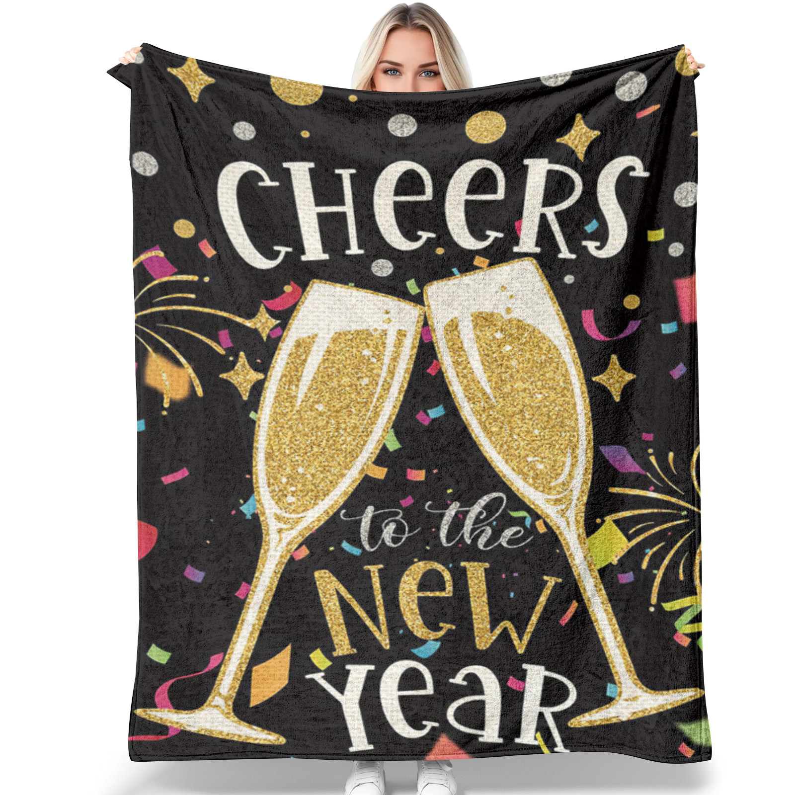 2025 Happy New Year flannel blanket 50x40 inch sofa bedroom soft ...