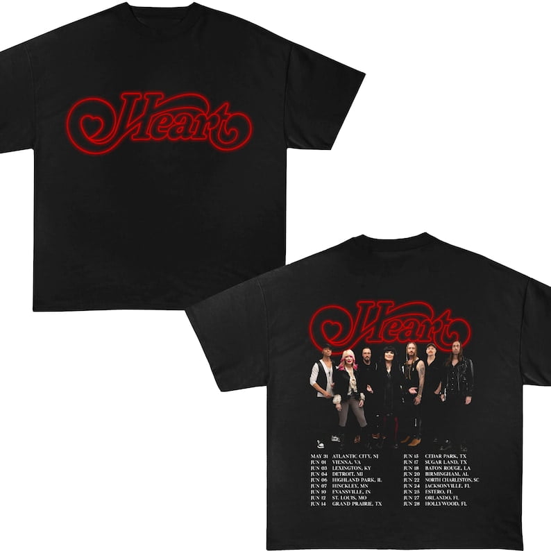 2025 Heart Band Royal Flush Tour T-Shirt, Rock Band Heart 2025 Tour ...