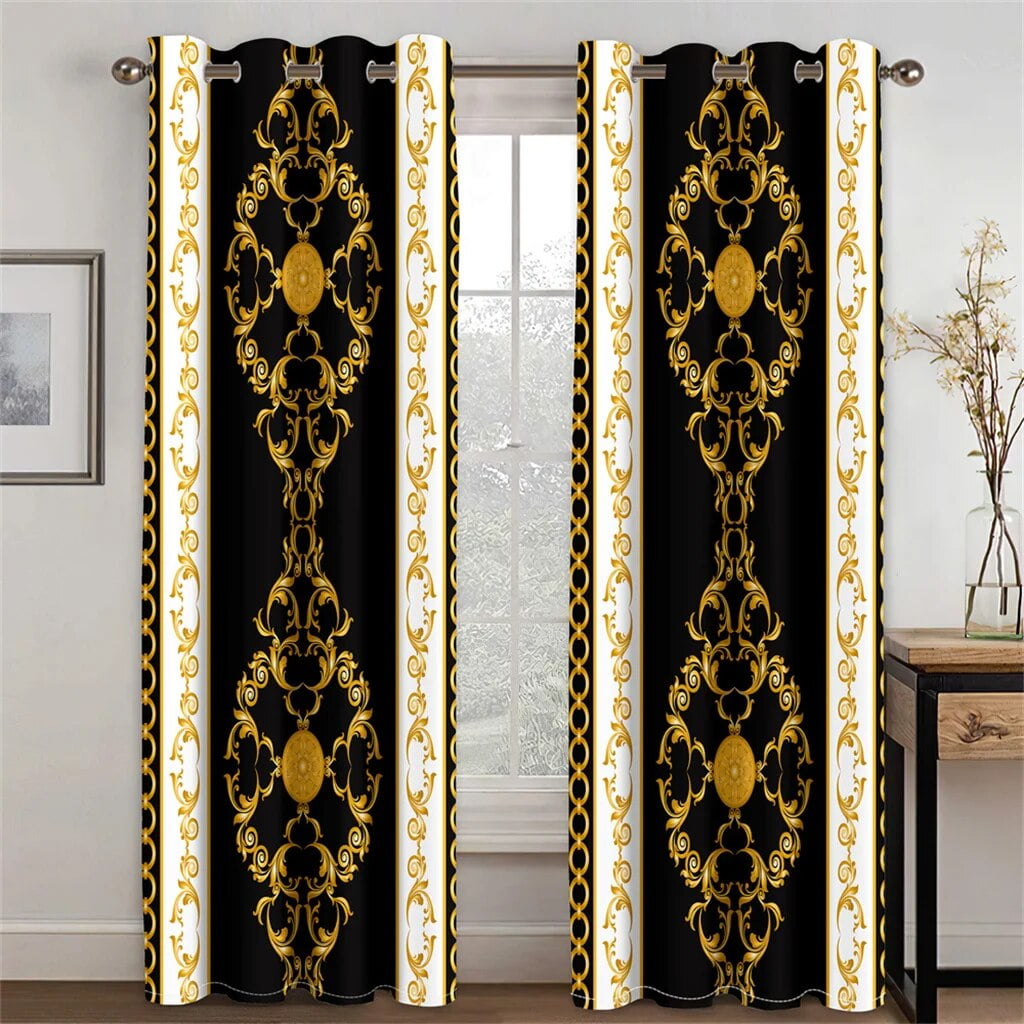 2025 High-quality Black Pattern 3d Printed Thick Curtain Bedroom Living ...