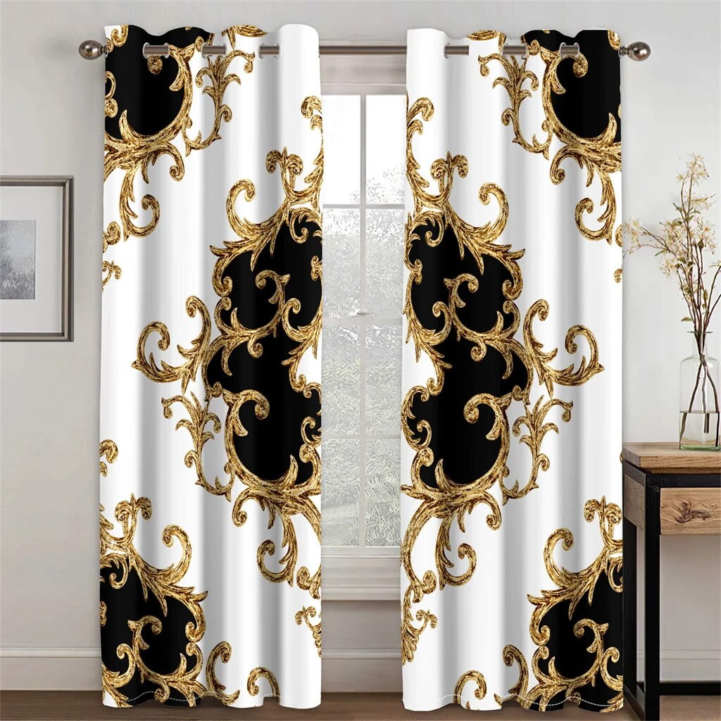 2025 High-quality Black Pattern 3d Printed Thick Curtain Bedroom Living ...