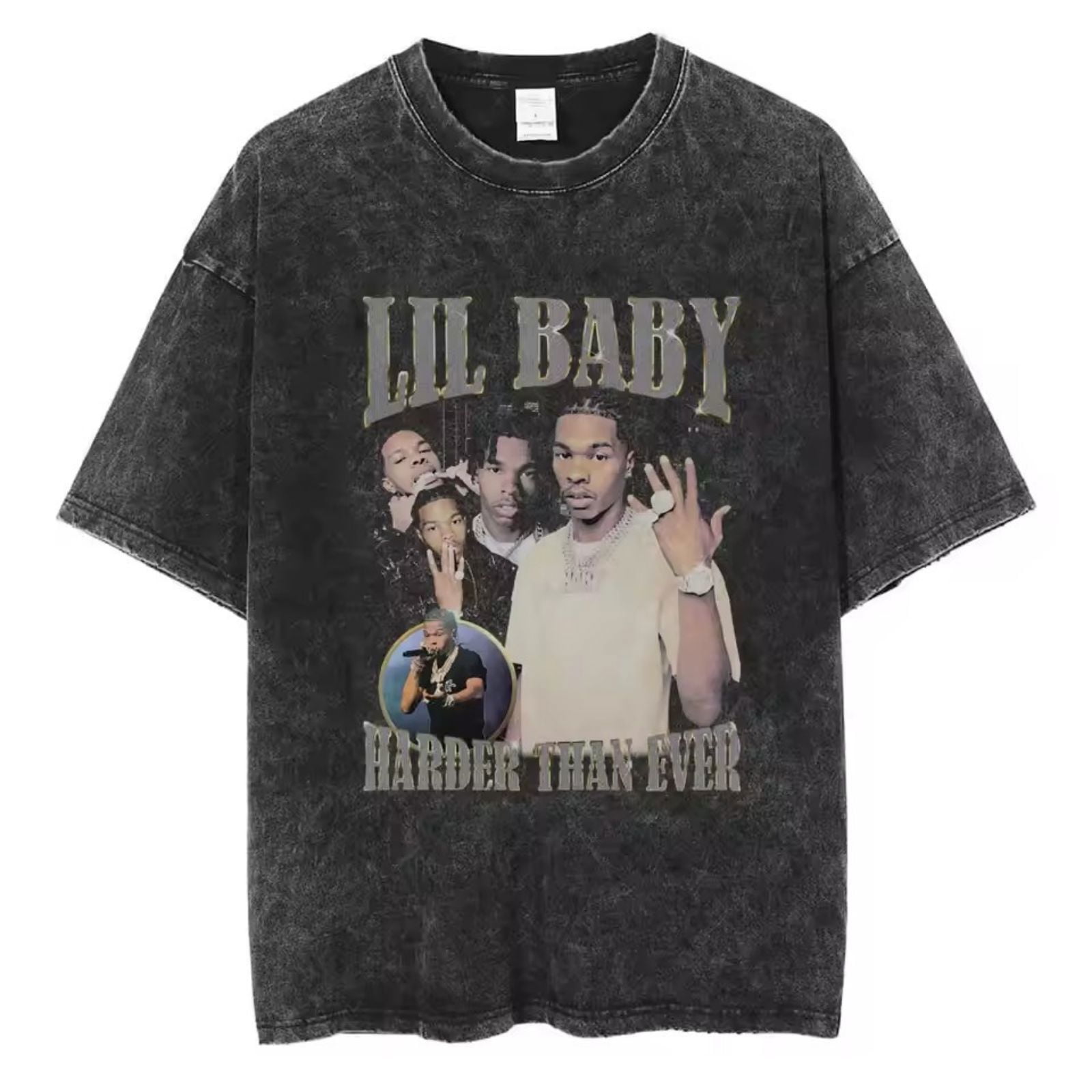 2025 Hip Hop Rapper Lil Baby Shirt Cotton Street Washed Shirt Vintage ...