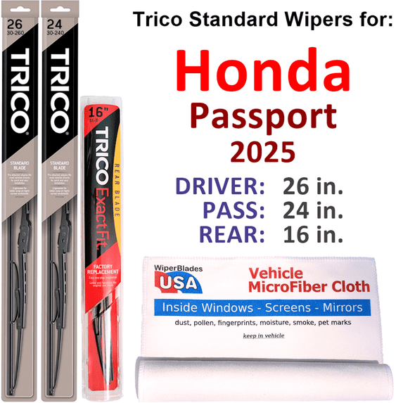 2025 Honda Passport Wiper Blades (Set of 3) w/Rear Wiper - Walmart.com