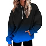 2025 Hoodies for Women Colour Gradient Shirt with Hood Casual Pullover ...