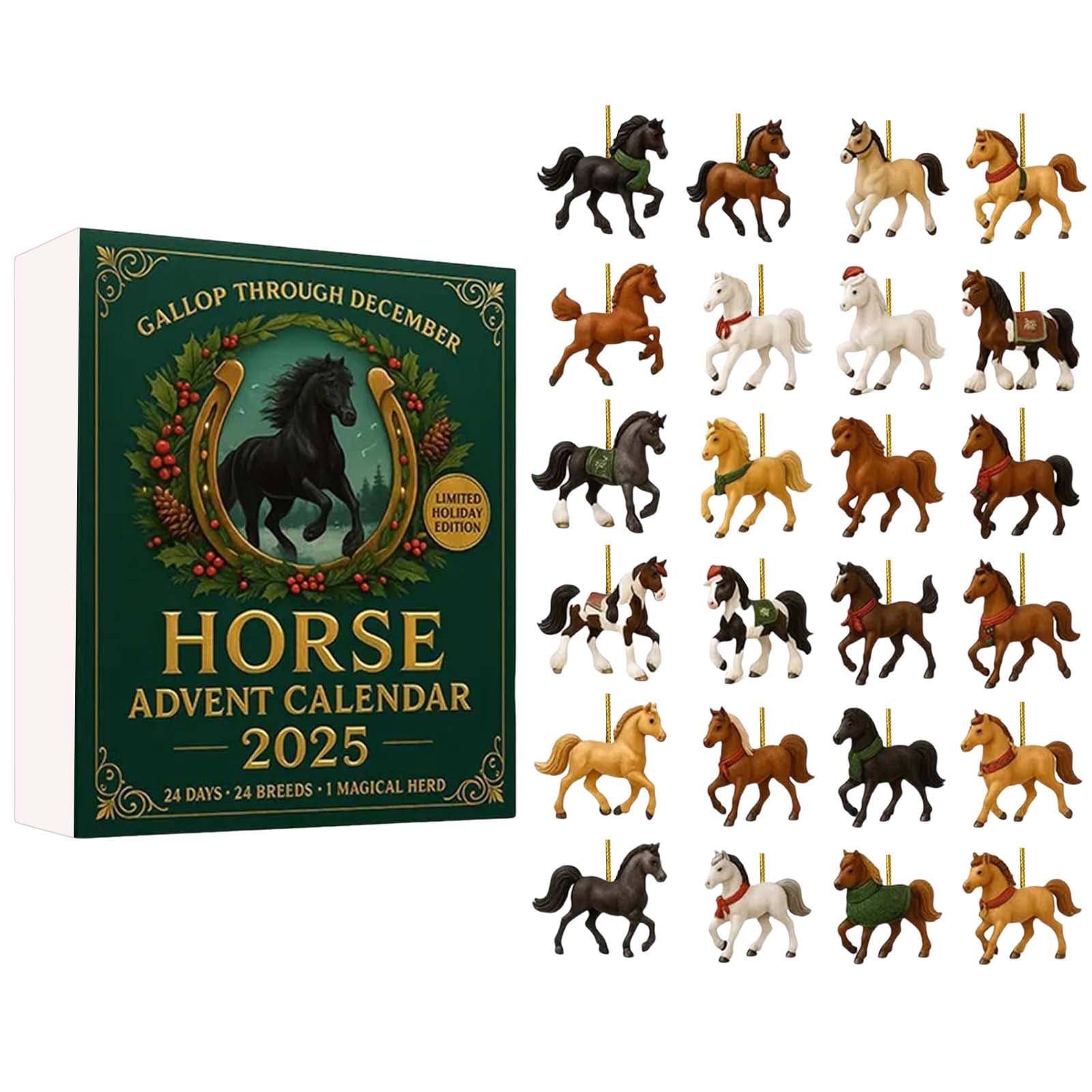 2025 Horse Advent Calendar Christmas Countdown Calendar with 24 Unique ...