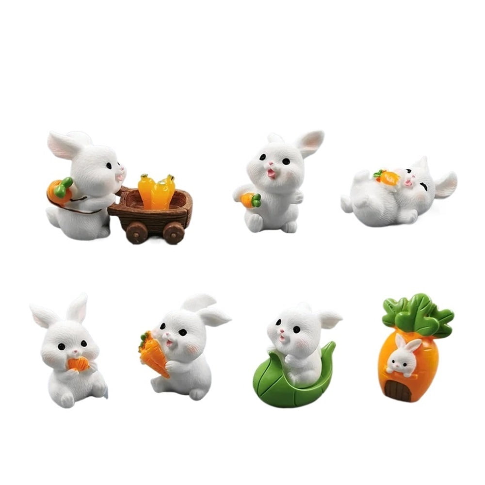 2025 Hot Easter Cute Rabbit Figurine Diy Landscape Home Kawaii Room ...