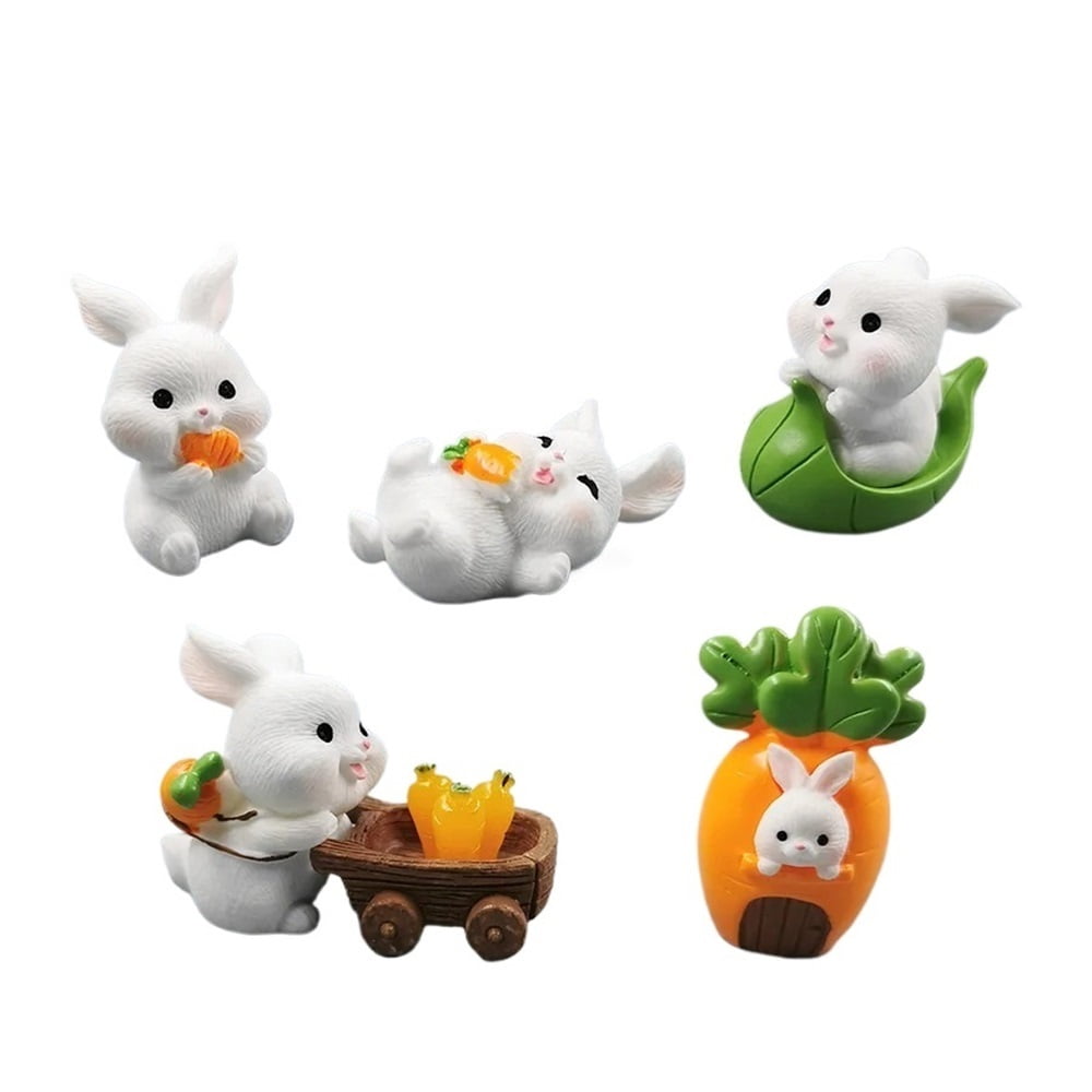 2025 Hot Easter Cute Rabbit Figurine Diy Landscape Home Kawaii Room ...