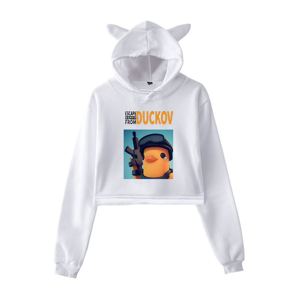 2025 Hot Game Escape From Duckov Merch Game Graphic Cat Ear Hoodie ...