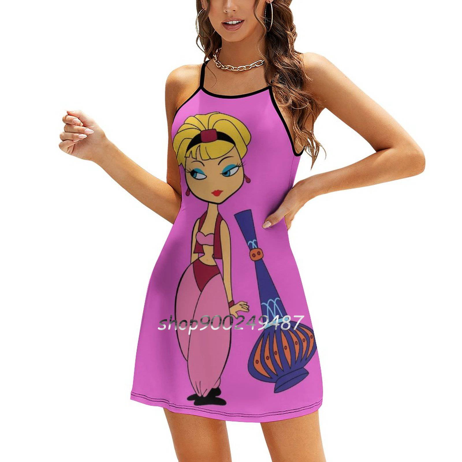 2025 I Dream Of Jeannie Flare Dress Square Neck Dress Elegant Female ...