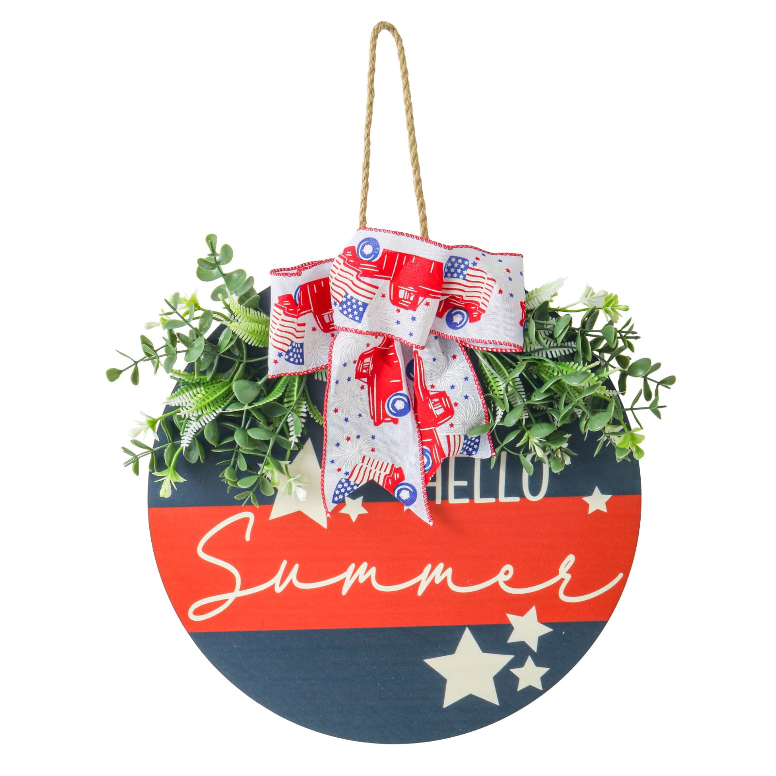 2025 Independence Day Round Wooden Front Door Wreath Decorative Plaque ...