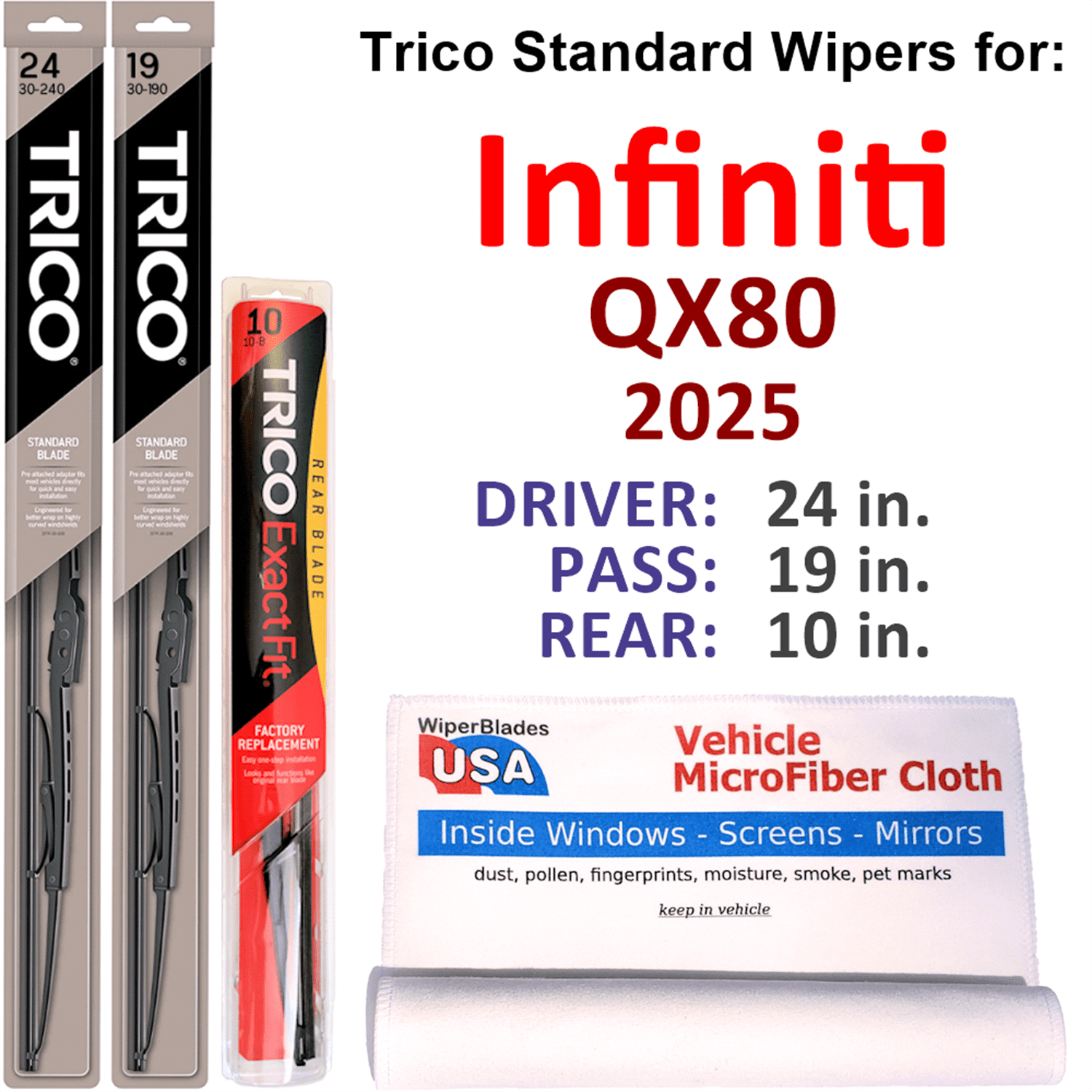 2025 Infiniti QX80 Wiper Blades (Set of 3) w/Rear Wiper - Walmart.com