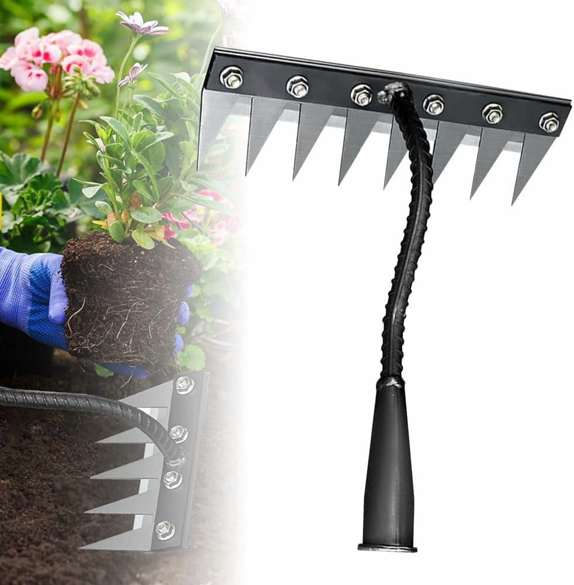 2025 Iron Weeding Rake 2.0, New 5/6/7/8 Teeth Carbon Steel Garden ...