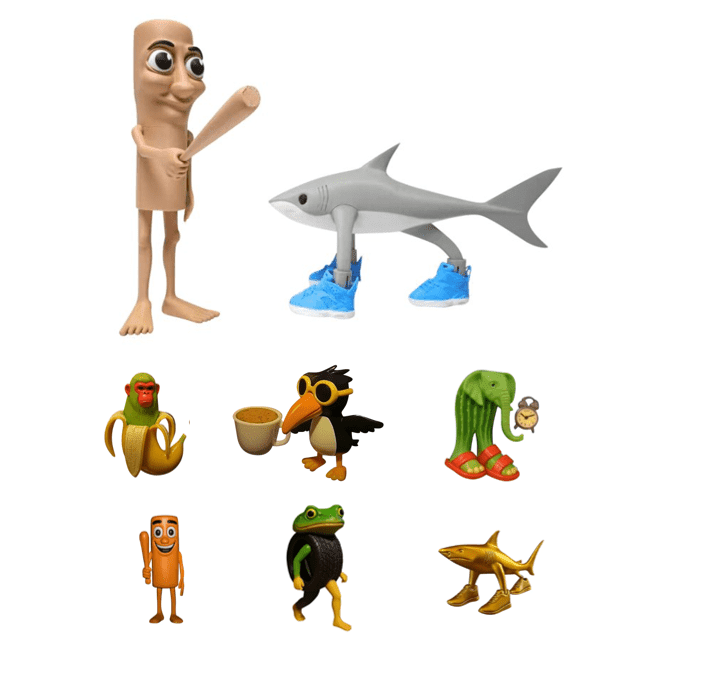 2025 Italian Brainrot Fluli Flula Collection Doll Toys, Non-movable AI ...