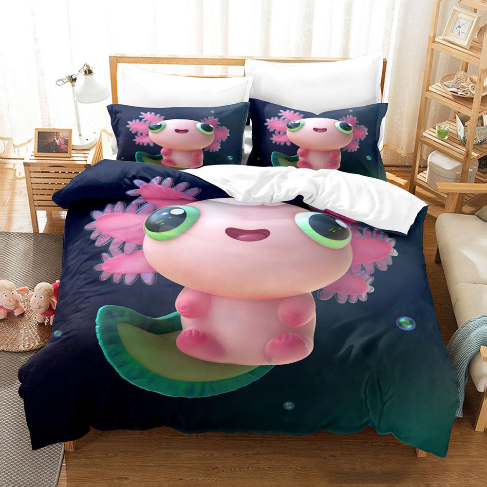 2025 Kawaii Animal Axolotl Bedding Set Single Twin Full Queen King Size ...