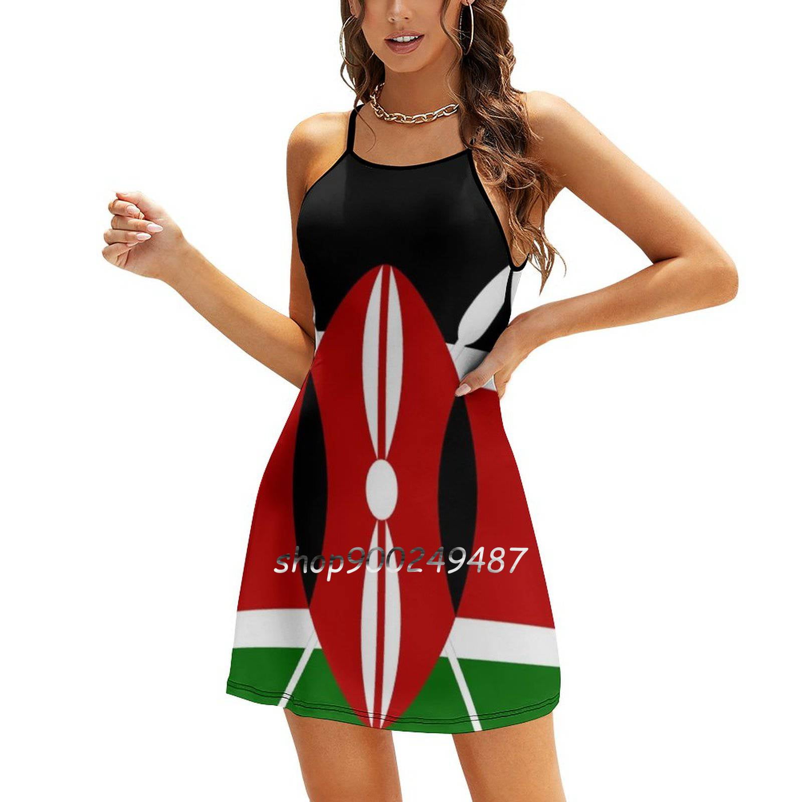 2025 Kenya Flag Mini Skirt-Kenyan Dress Sweetheart Knot Flared Dress ...