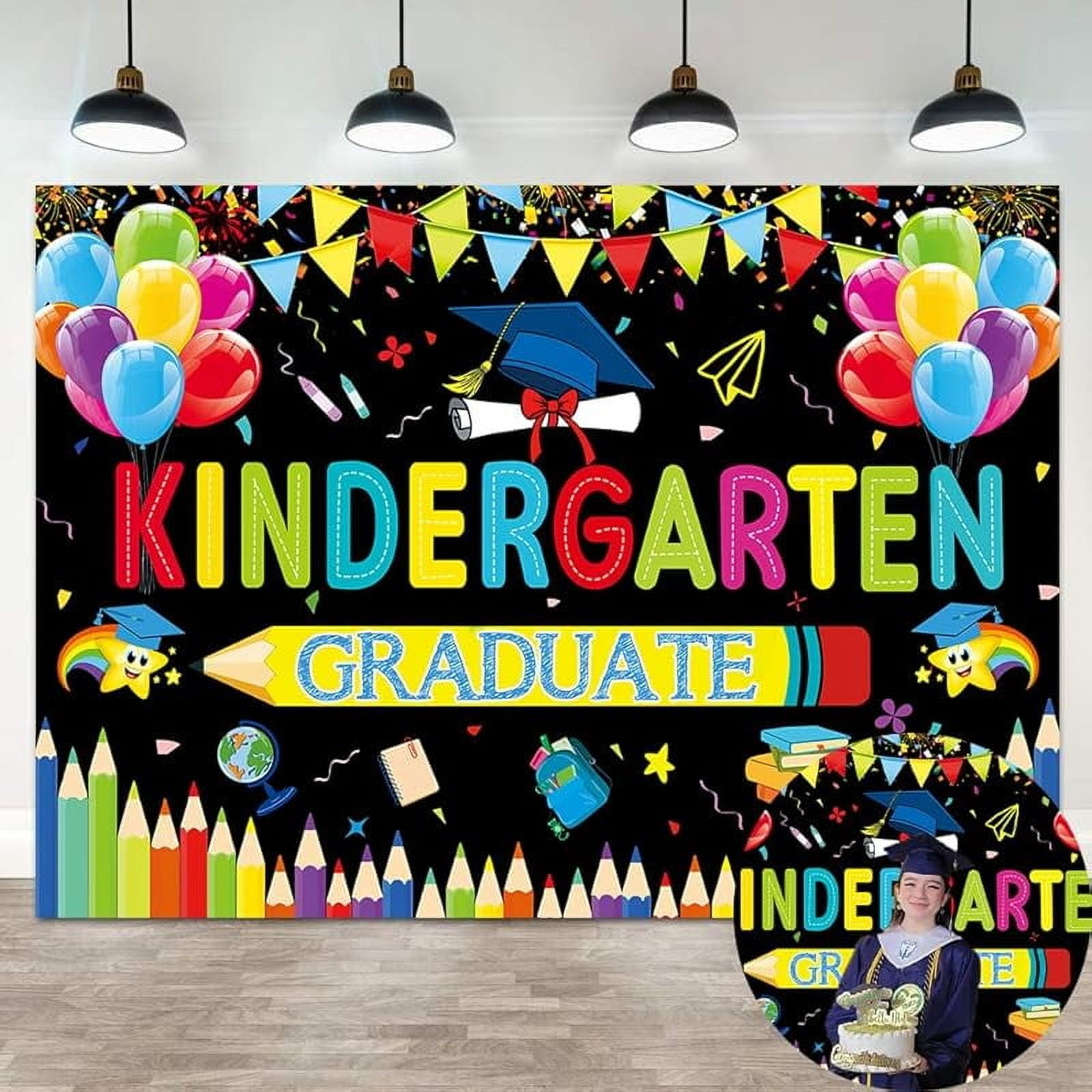 2025 Kindergarten Grad Backdrop Blackboard Pencil Kids Graduation ...