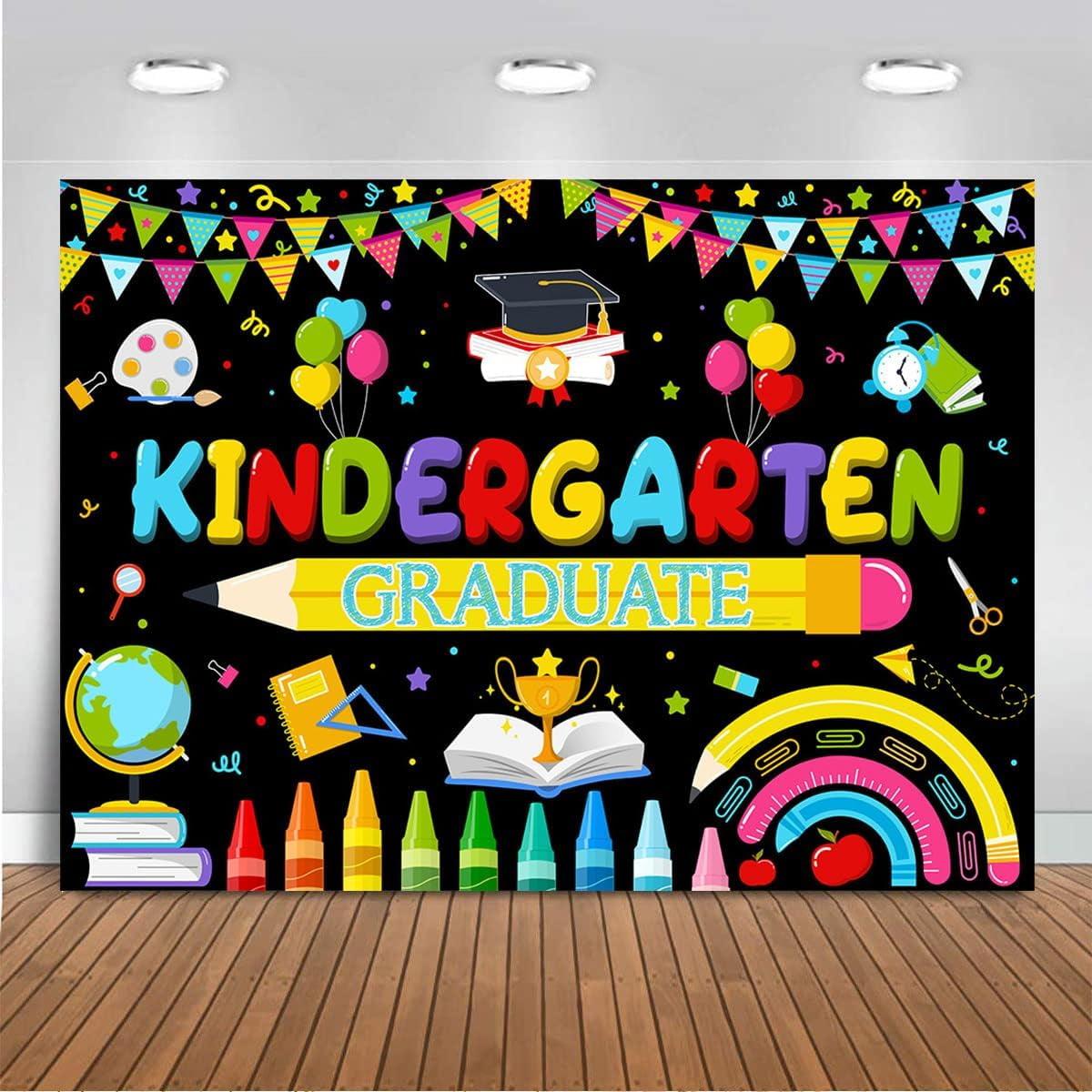 2025 Kindergarten Graduation Backdrop Black Preschool Graduation Photo ...