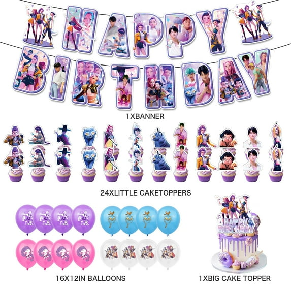 2025 Kpop Demon Hunters 31 PCS Party Kit - Banner, Balloons, Cups ...