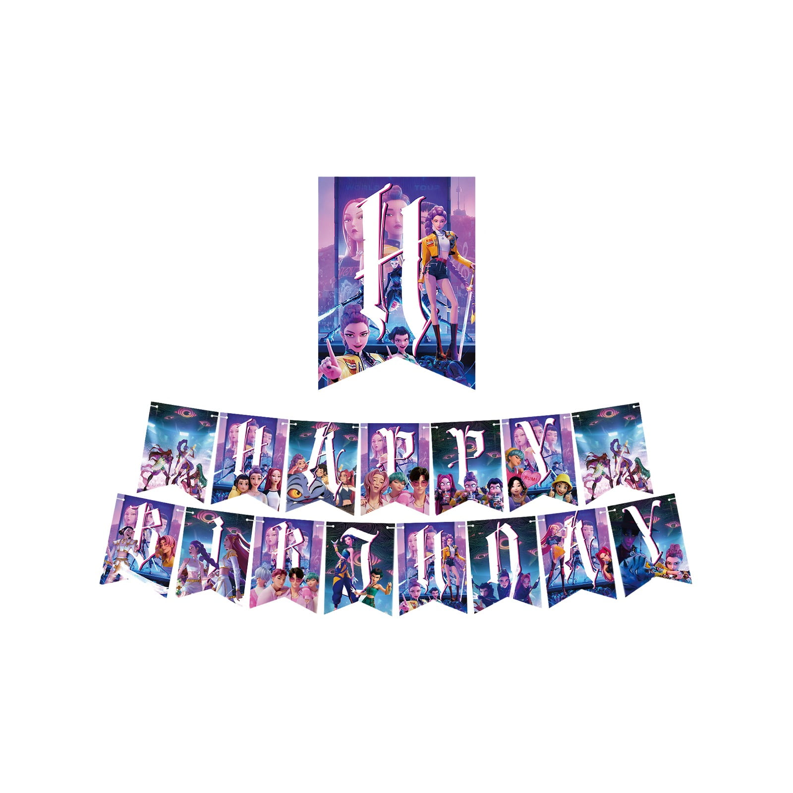 2025 Kpop Demon Hunters Birthday Party Decorations Kit - K-pop Huntrix Complete Set with ...