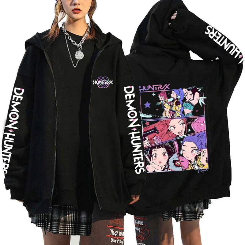2025 Kpop Demon Hunters Merch Unisex Oversized Zip-Up Fleece Hoodie ...