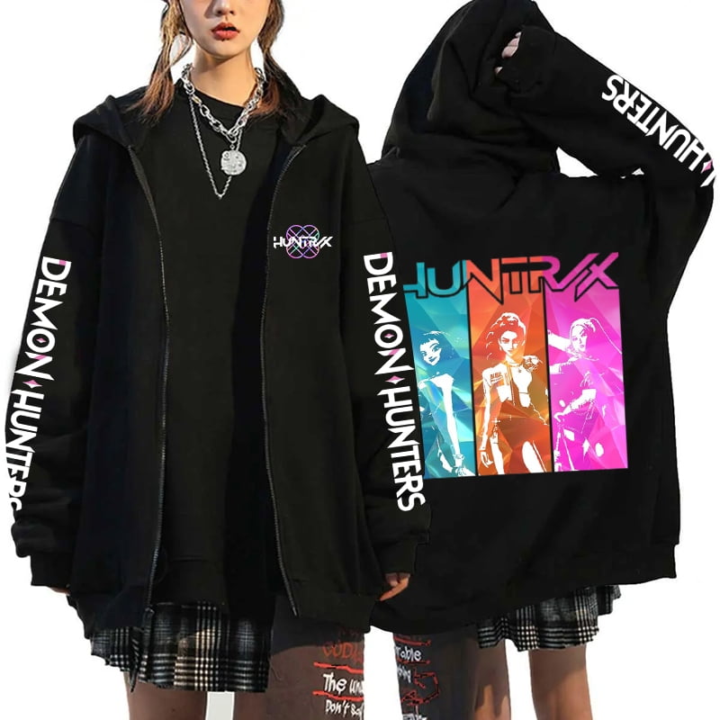 2025 Kpop Demon Hunters Merch Unisex Oversized Zip-Up Fleece Hoodie ...