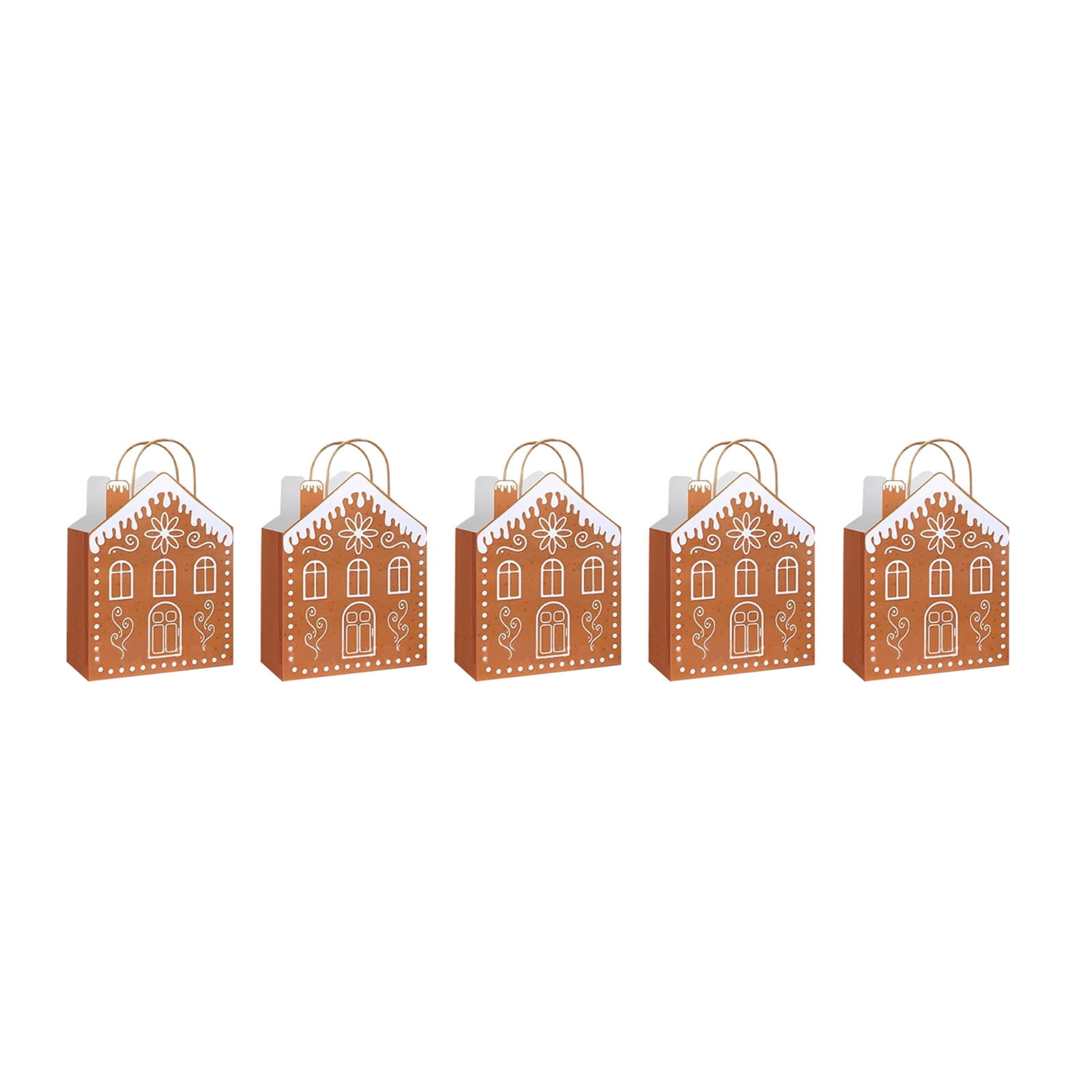 2025 Kraft Christmas Gingerbread Paper Gift Bags with Handles, Reusable ...