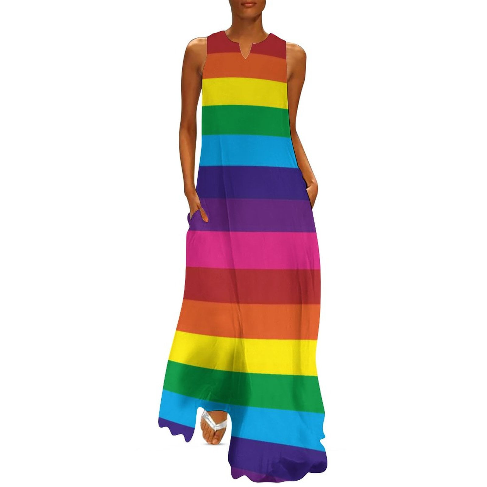 2025 LGBT Dress Gay Pride Flag Print Elegant Maxi Dress Street Wear ...