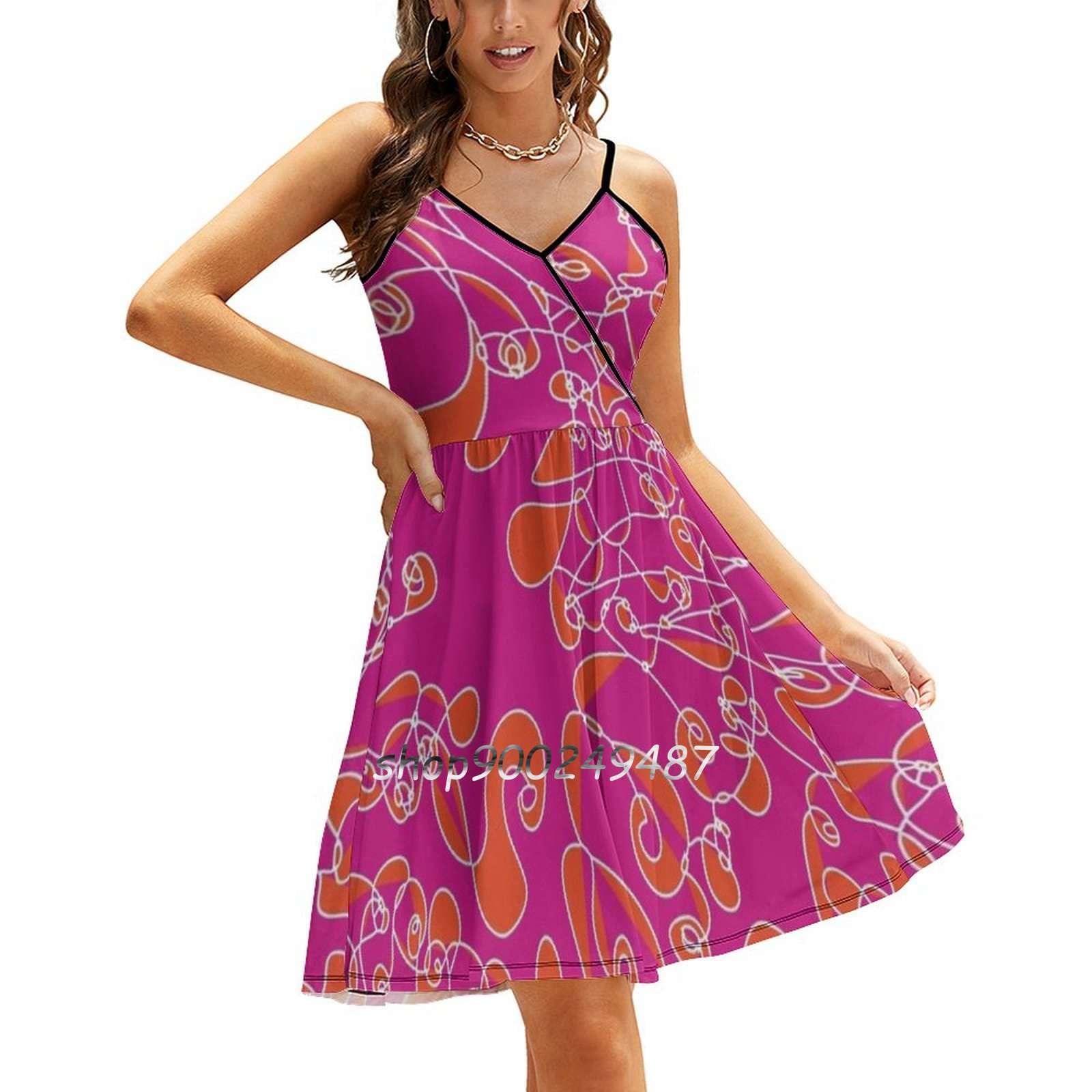 2025 Lalady 4 Square Neck Dress Cute Loose Print Dresses Elegant Beach Party Dress Groovy Trendy ...