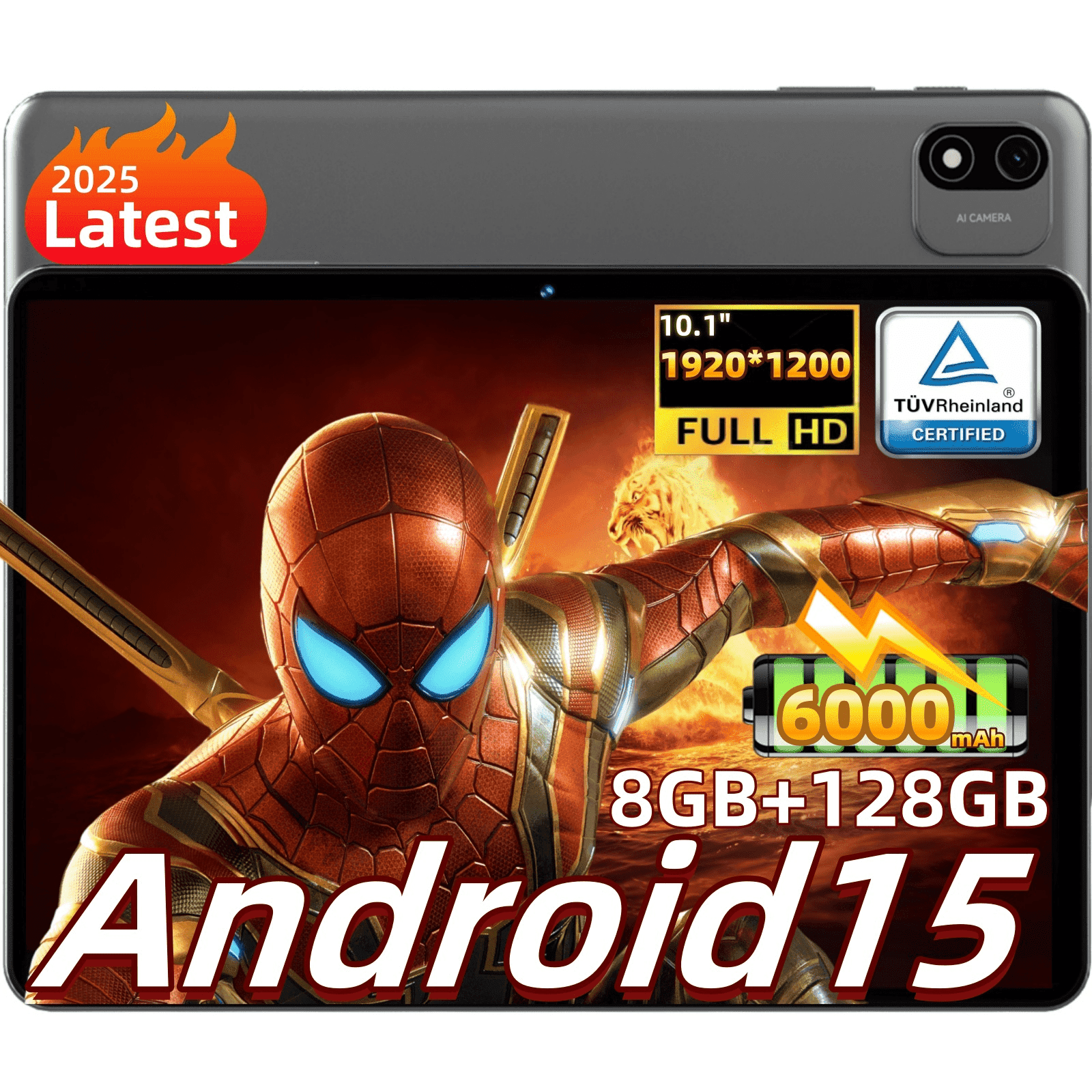 2025 Latest Android 15 Tablet 10 inch WPad6, 1920x1200 Incell FHD ...