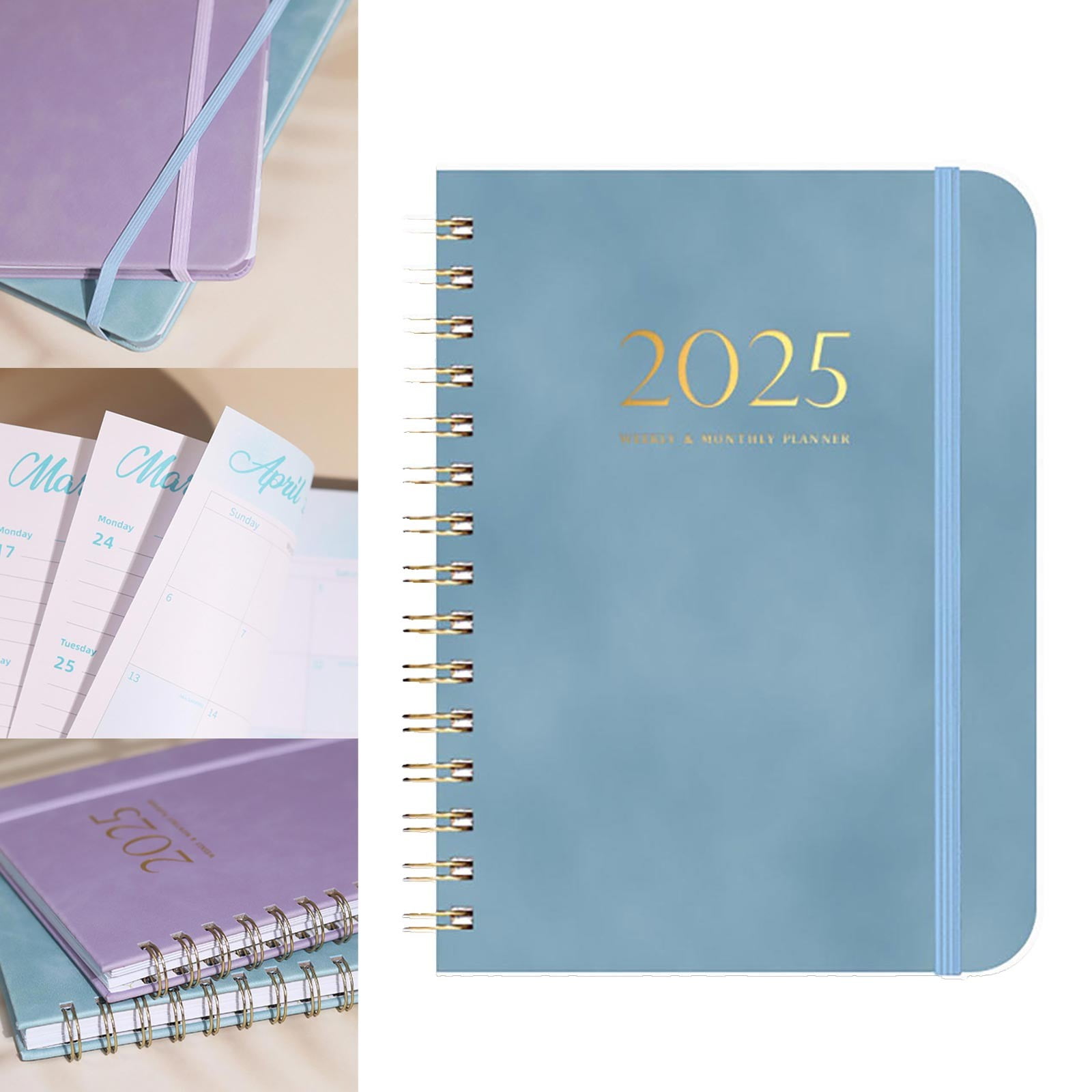 2025 Leather Planner Plan Book Blue|2025 Leather Bound Planner: A5 Wire ...