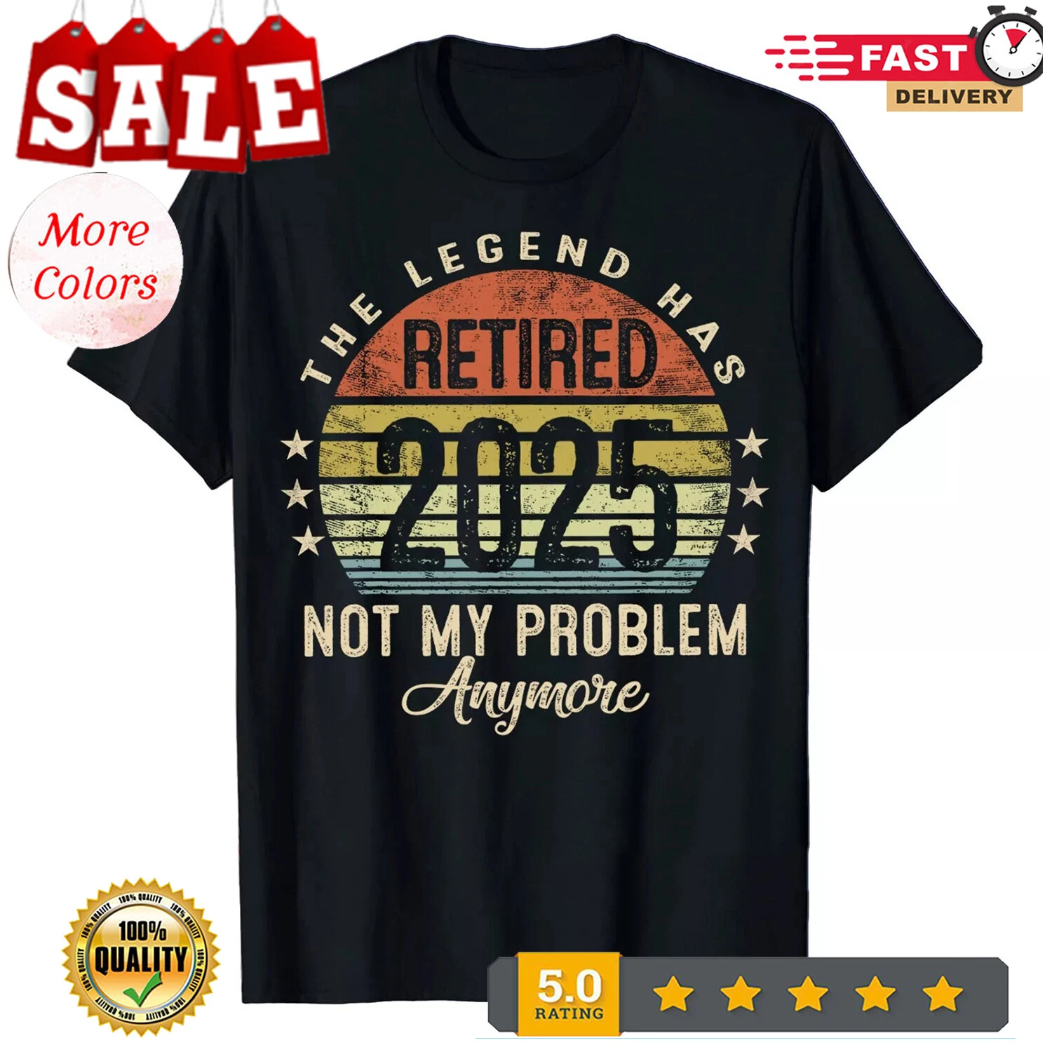 2025/Legend Has Retired 2025 T-Shirt Funny Retirement Gift for Retiree ...