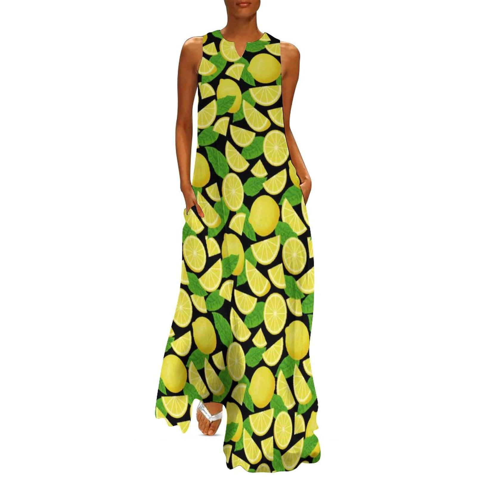 2025 Lemon And Lime Dress Spring Bright Citrus Fruit Streetwear Boho ...