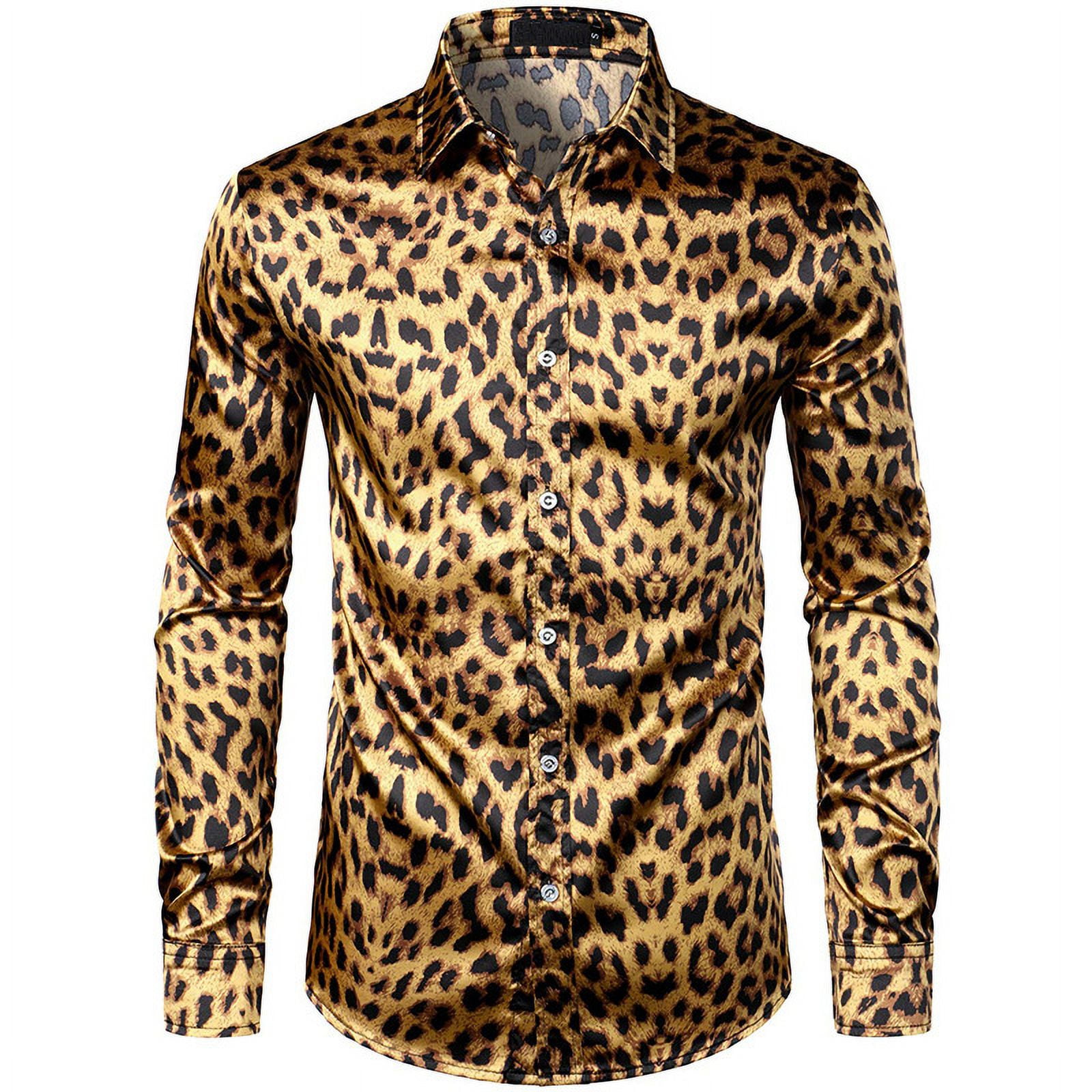2025 Leopard Shirts Men Fashion Shirt Long Sleeve Hawaiian Shirts Cuba ...