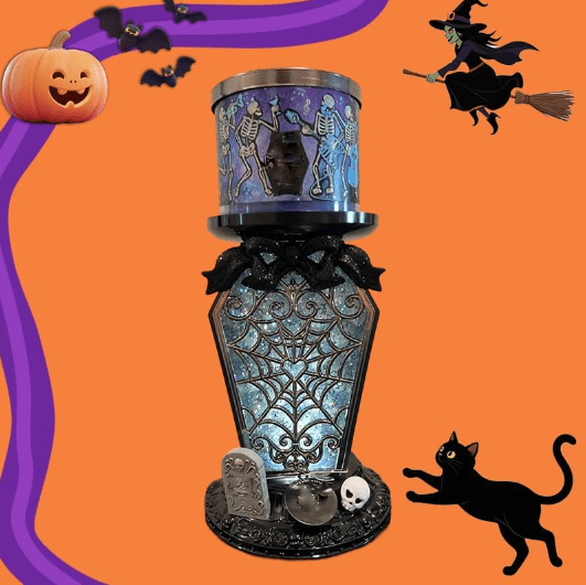 2025 Light-Up Coffin Waterglobe 3-Wick Candle Holder, Light-Up ...