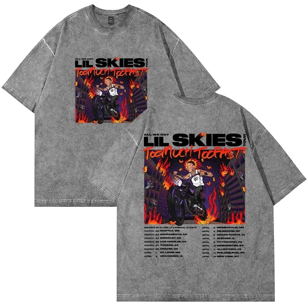 2025 Lil Skies Too Much Too Fast Tour Merch Unisex Oversized Soft ...