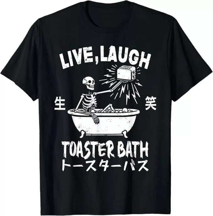 2025/Live Laugh Toaster Bath Japanese Funny Skeleton Meme T-Shirt ...