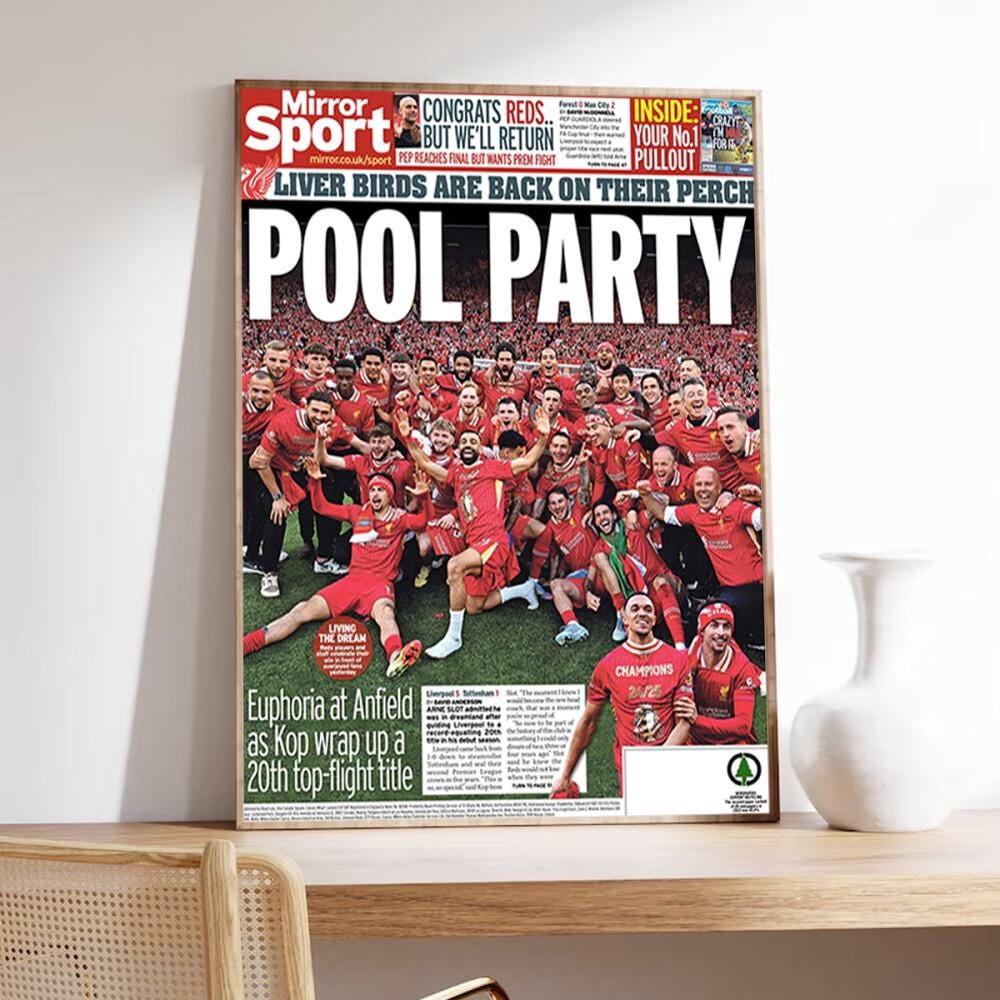 2025 Liverpoolk Football 20th Leaggue Newspaper Poster, Soccer Canvas ...