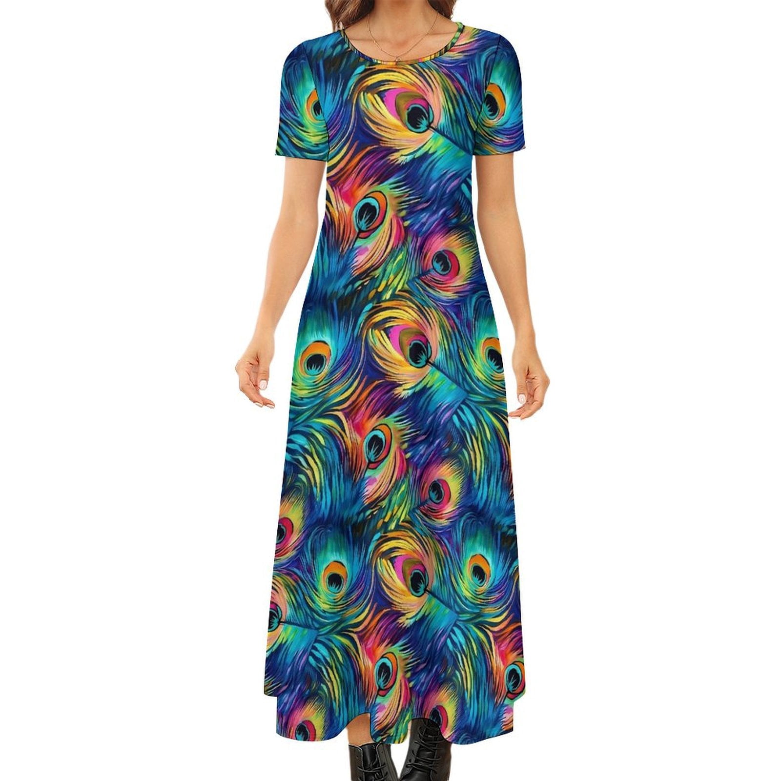 2025 Long Kawaii Animal Big Bohemia Print Dress Dress Dresses Female ...