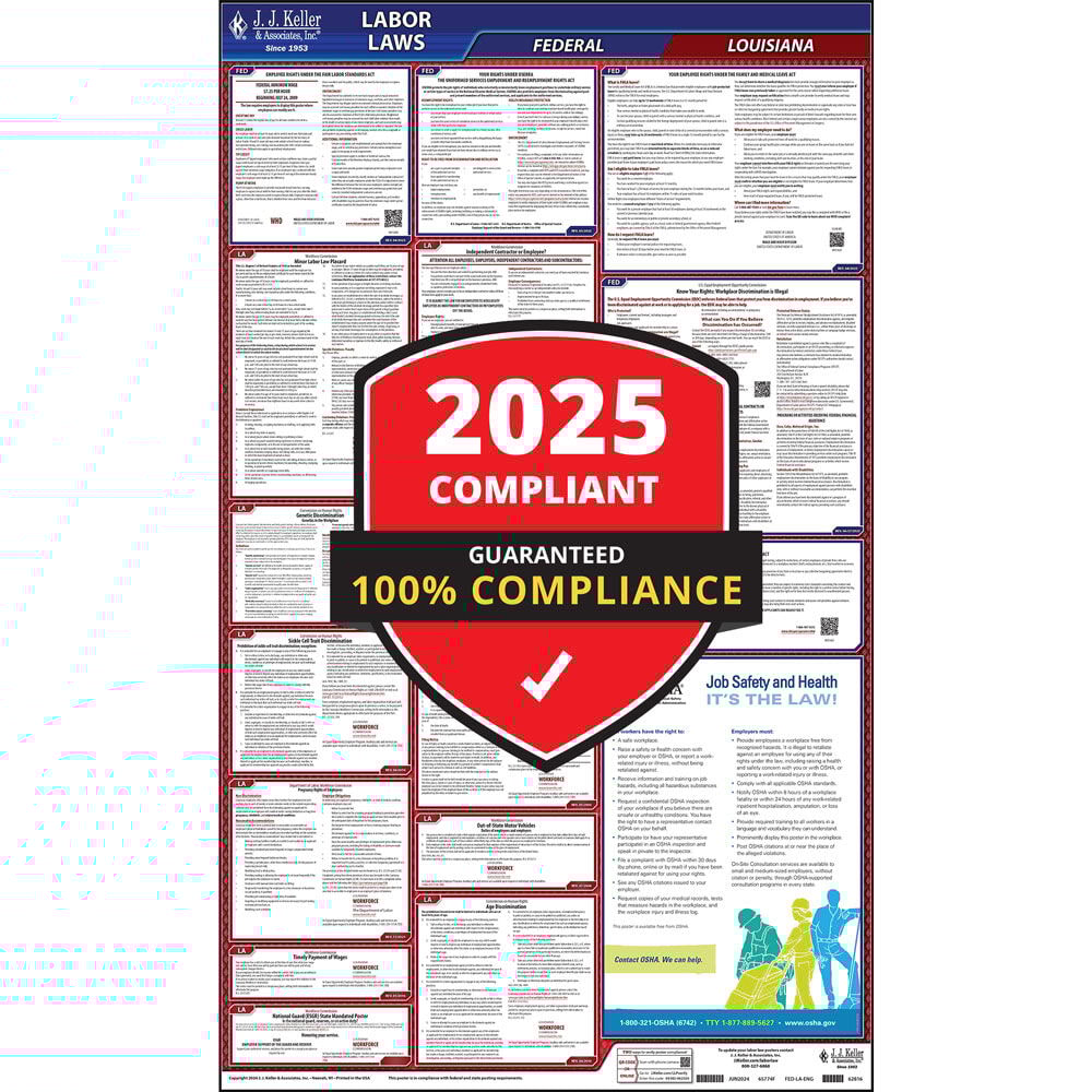 2025 Louisiana Labor Law Poster, All-in-One OSHA Compliant LA State ...