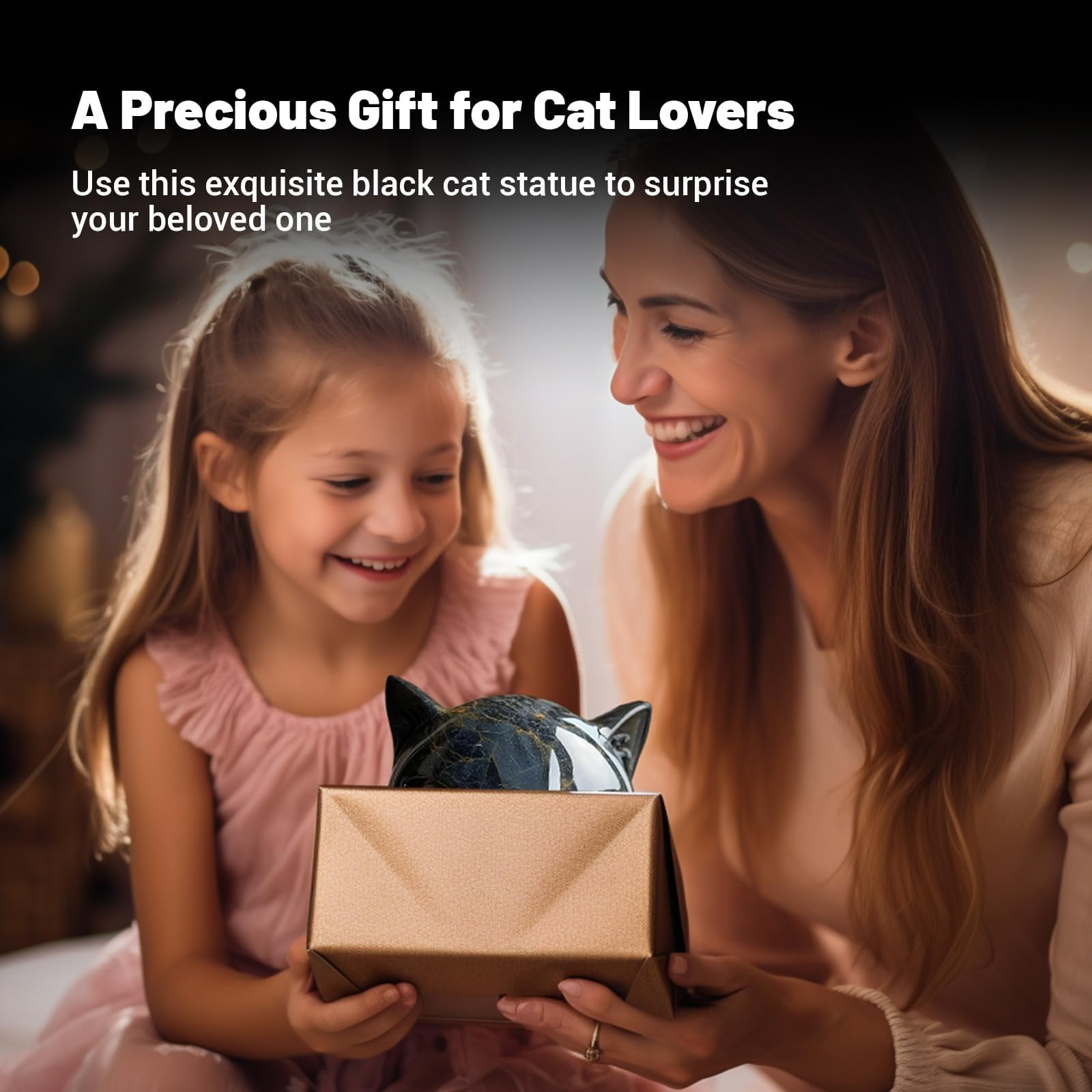 2025 Luxury Black Cat Stone Sculpture – Elegant Home Décor & Gift-Ready Art Piece,Black Obsidian ...