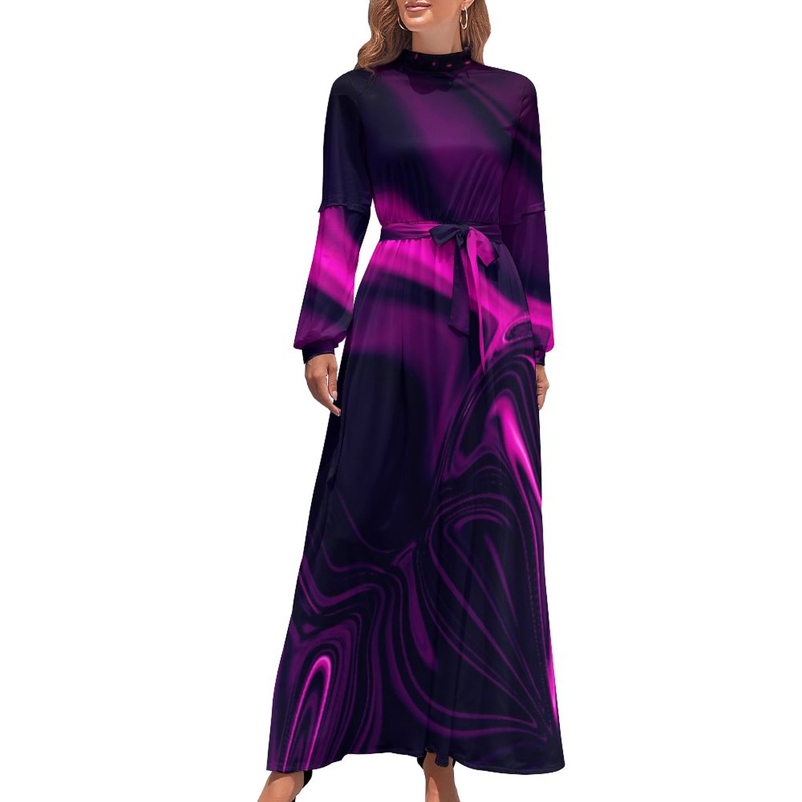 2025 Marble Ink Dress Stained Glass Print Street Fashion Boho Beach ...