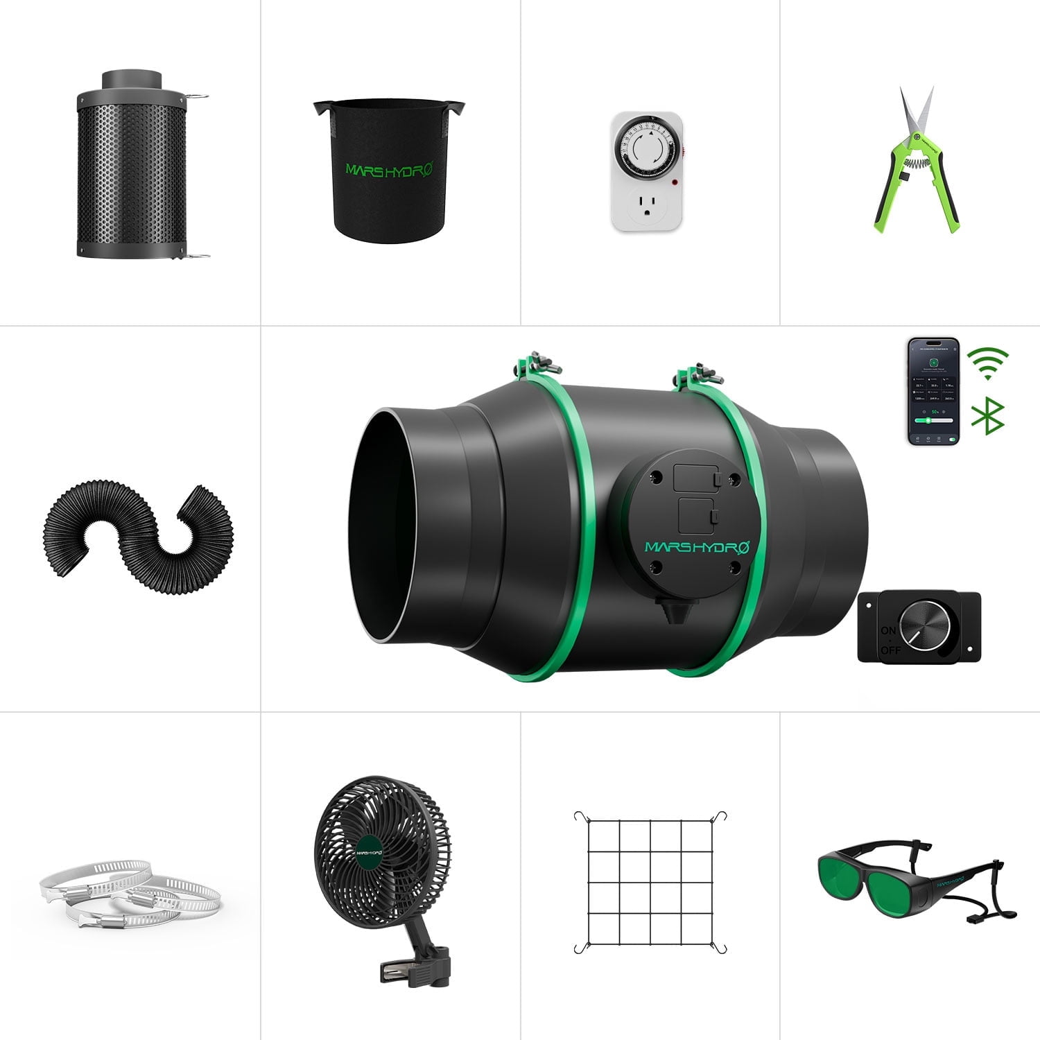 2025 Mars Hydro 6" IFresh Smart Inline Ducting Fan & Carbon Filter ...